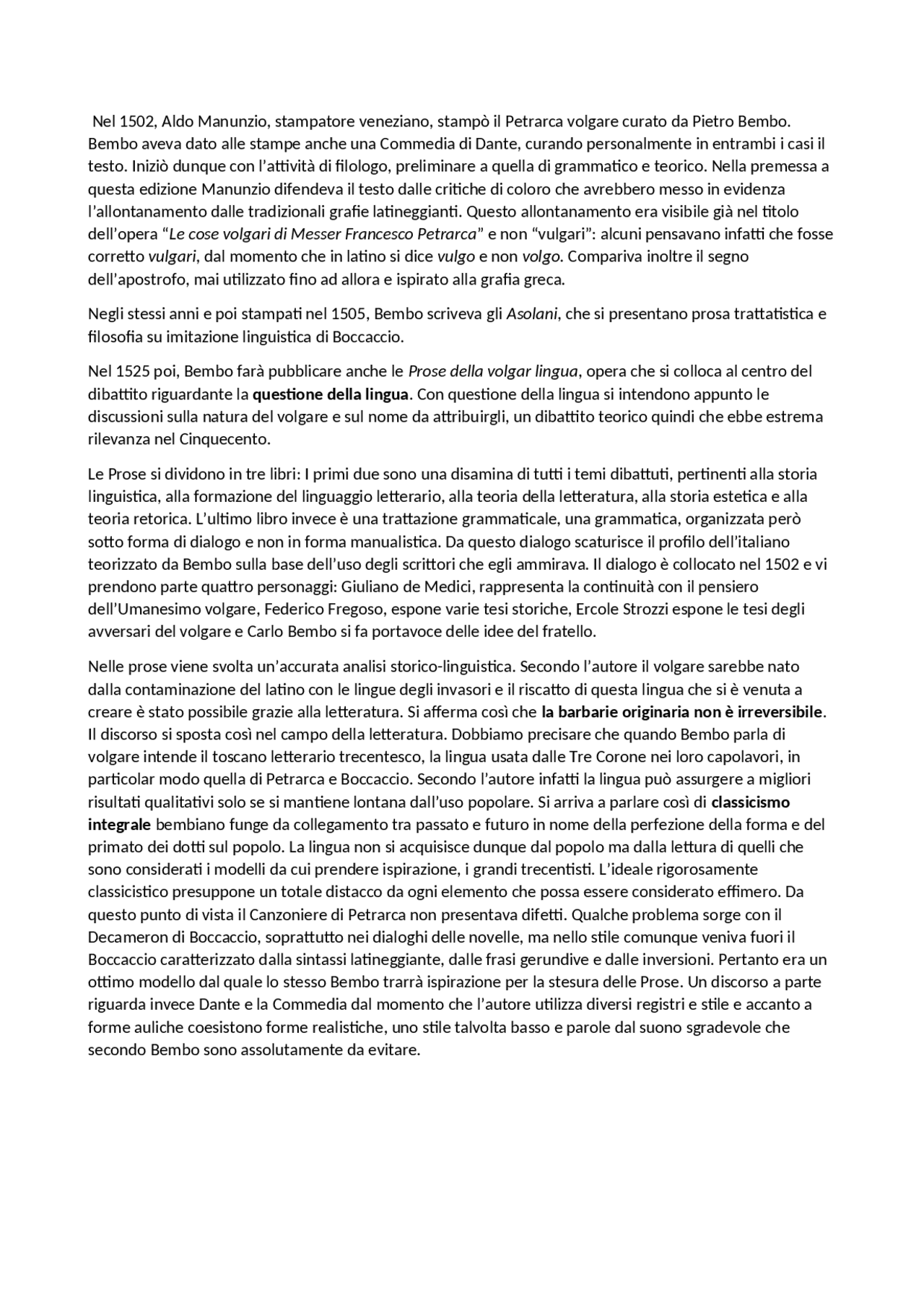 Pietro Bembo Marazzini Docsity