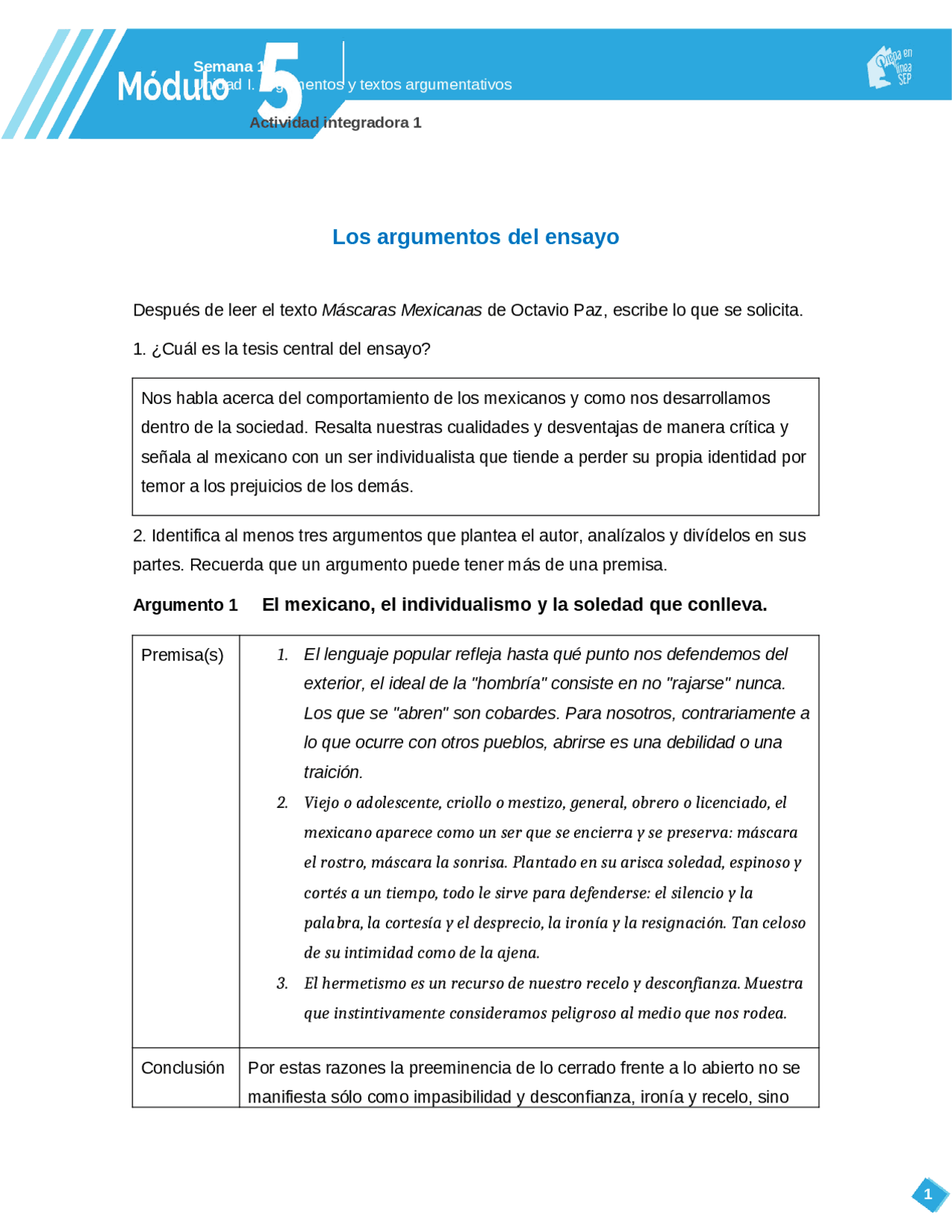 Modulo 5 Actividad 1 Semana 1 - Docsity