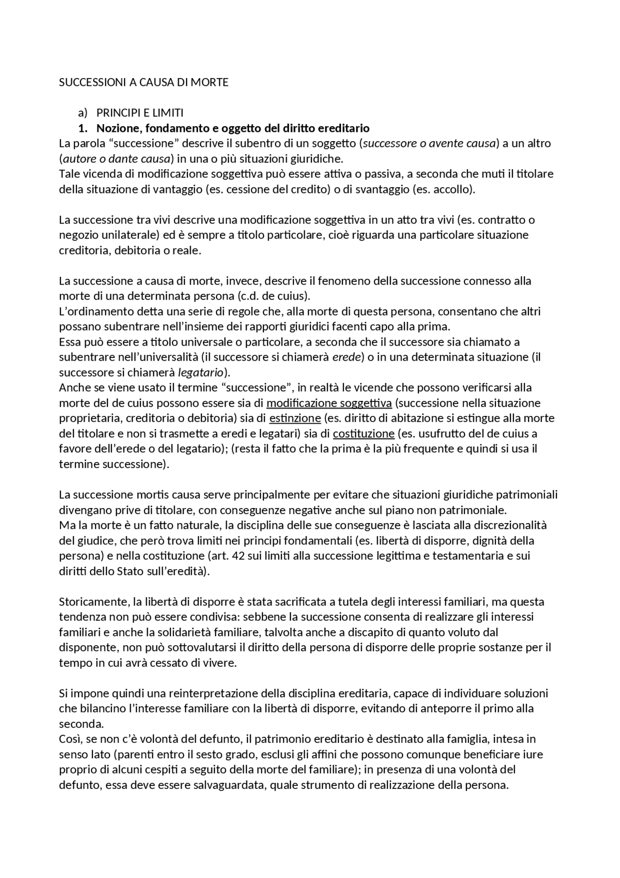 Successioni A Causa Di Morte Docsity