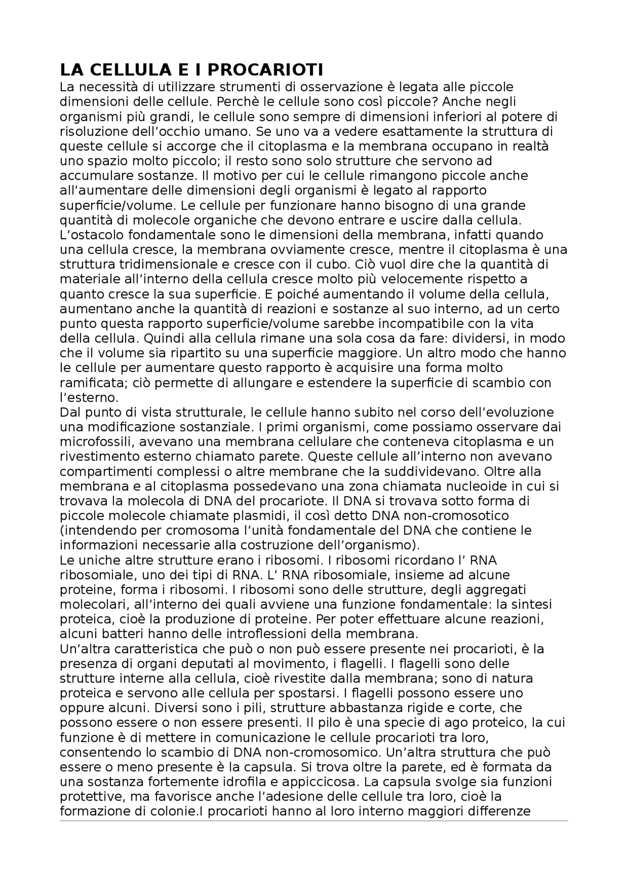 Cellula Procariote Ed Eucariote Docsity
