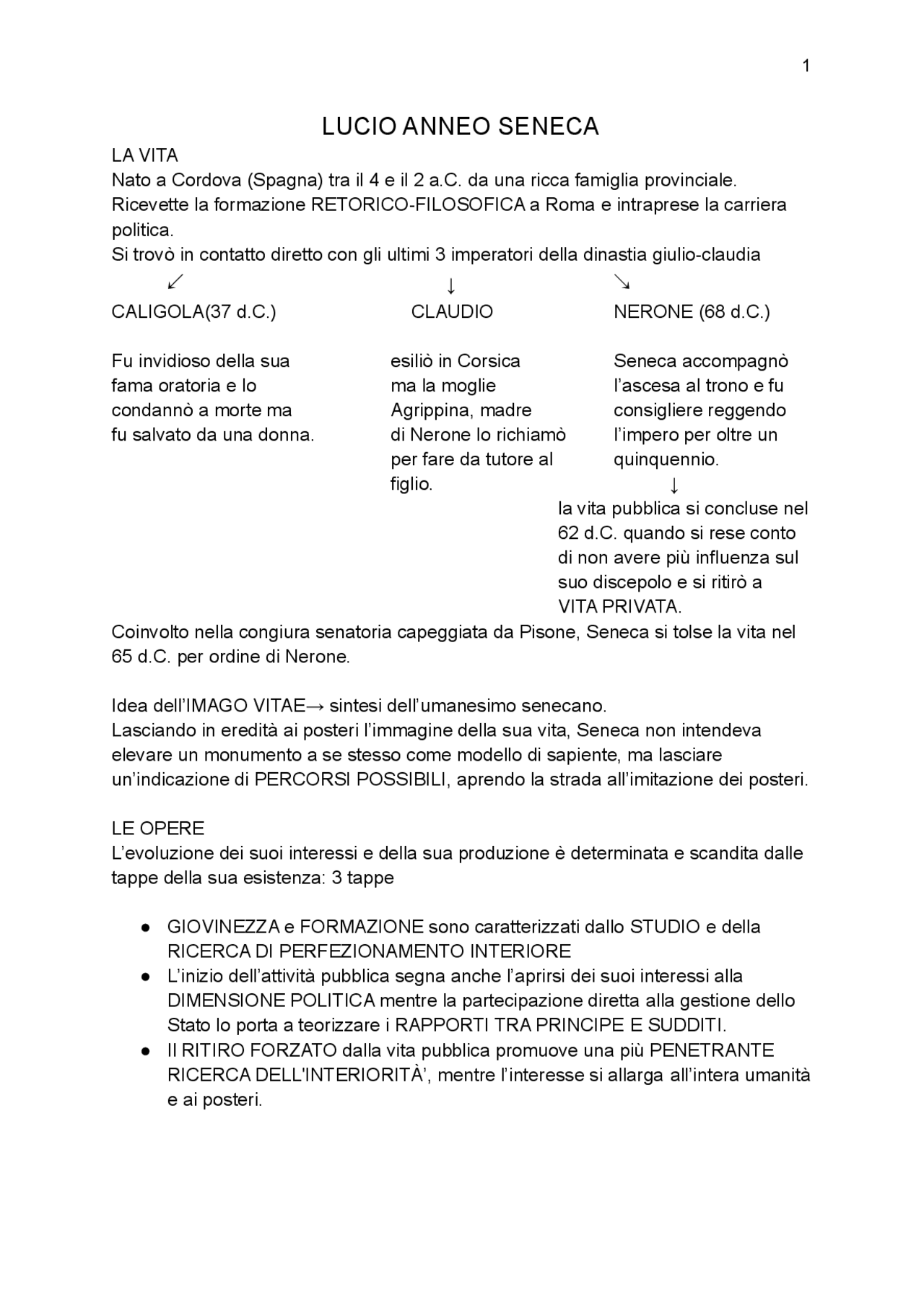 Vita, poetica e opere di Seneca - Docsity