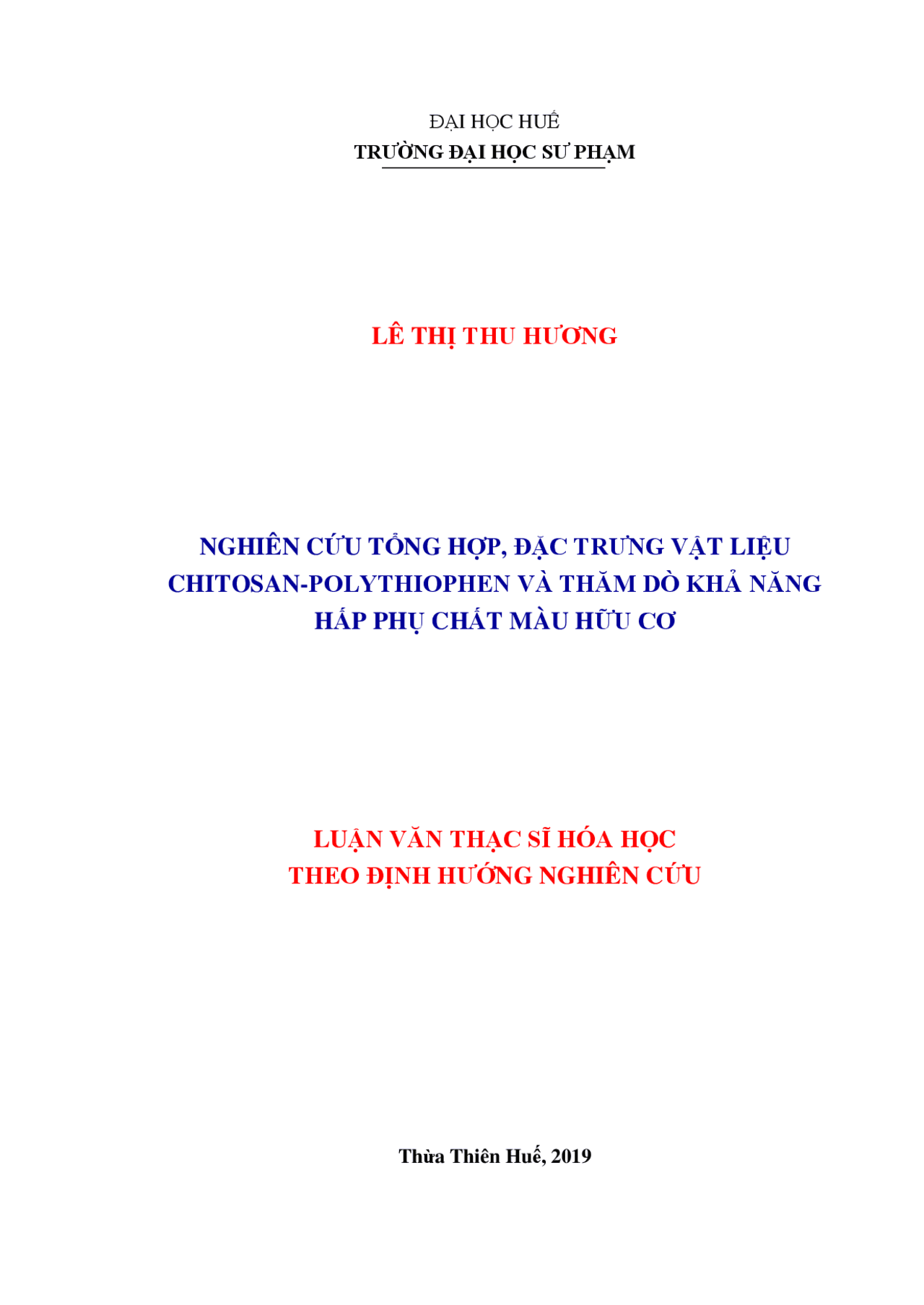 Nghiên cứu tổng hợp, đặc trưng vật liệu chitosan-polythiophen và thăm ...