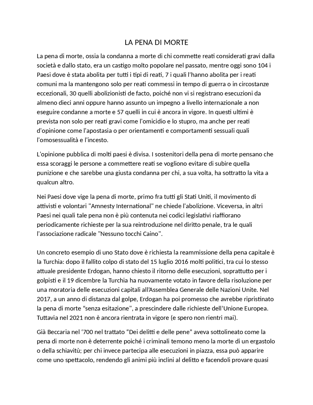 La Pena Di Morte Wordpad Docsity