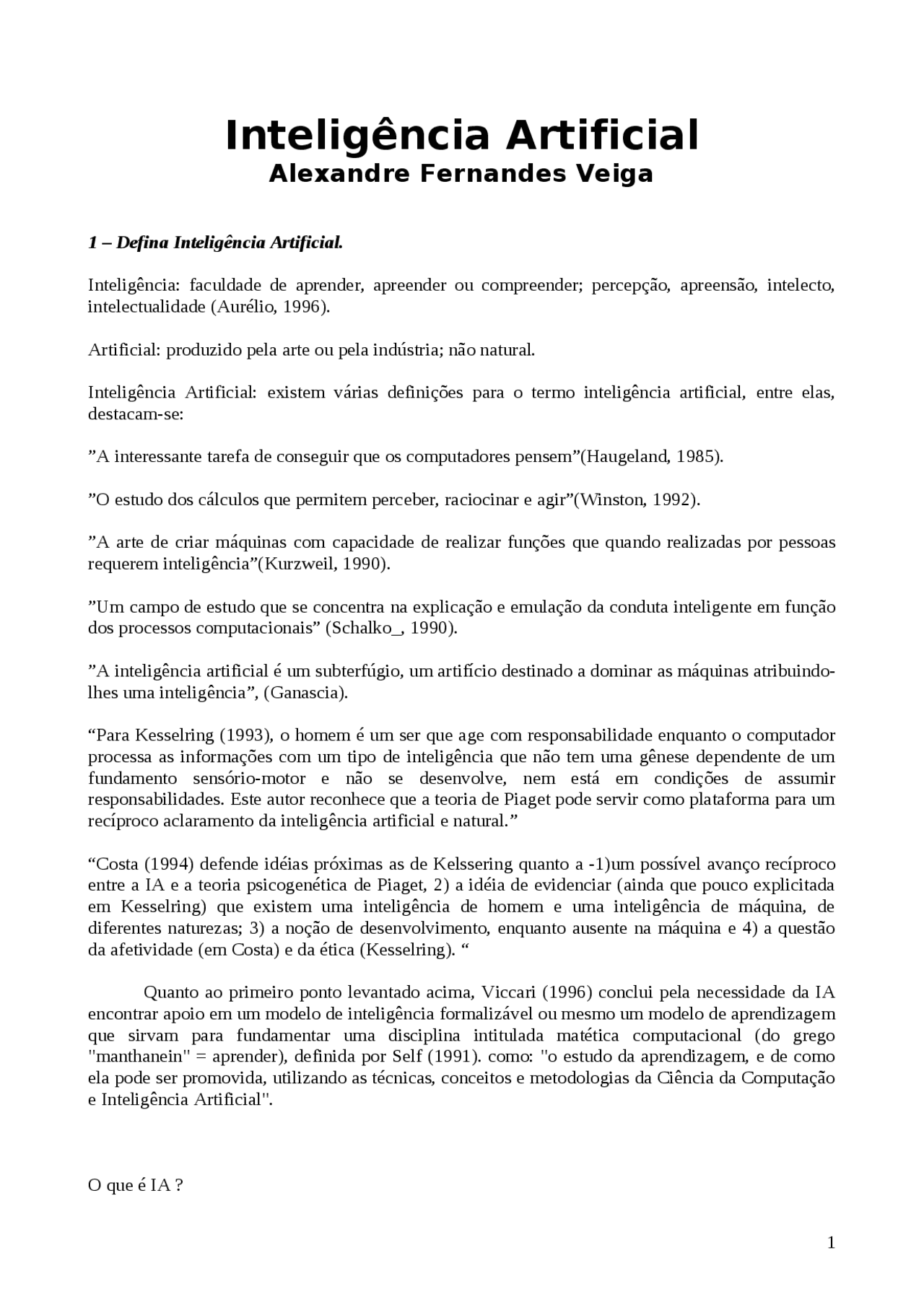 Inteligência Artificial Docsity