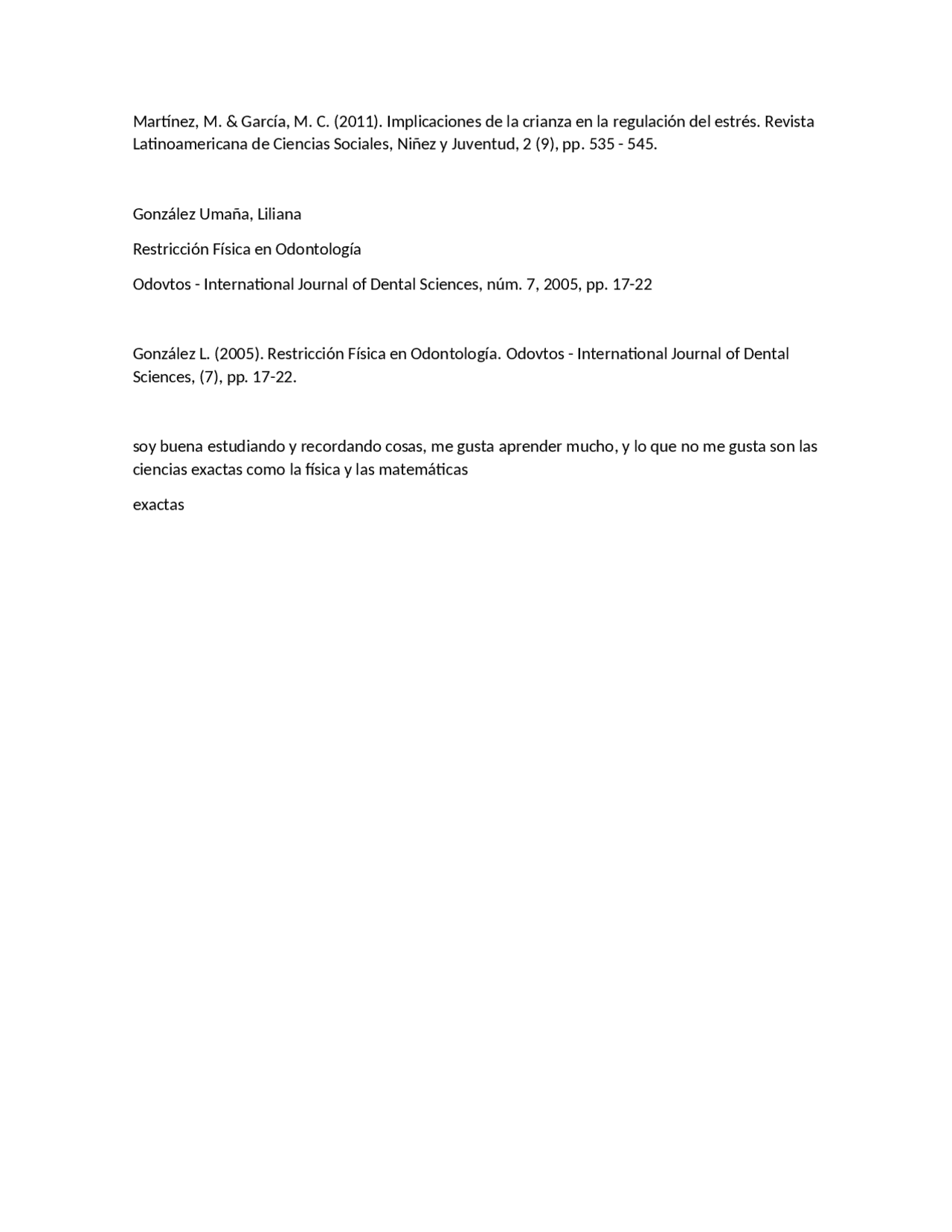 Referencias en apa temas de la carrera de dentista - Docsity
