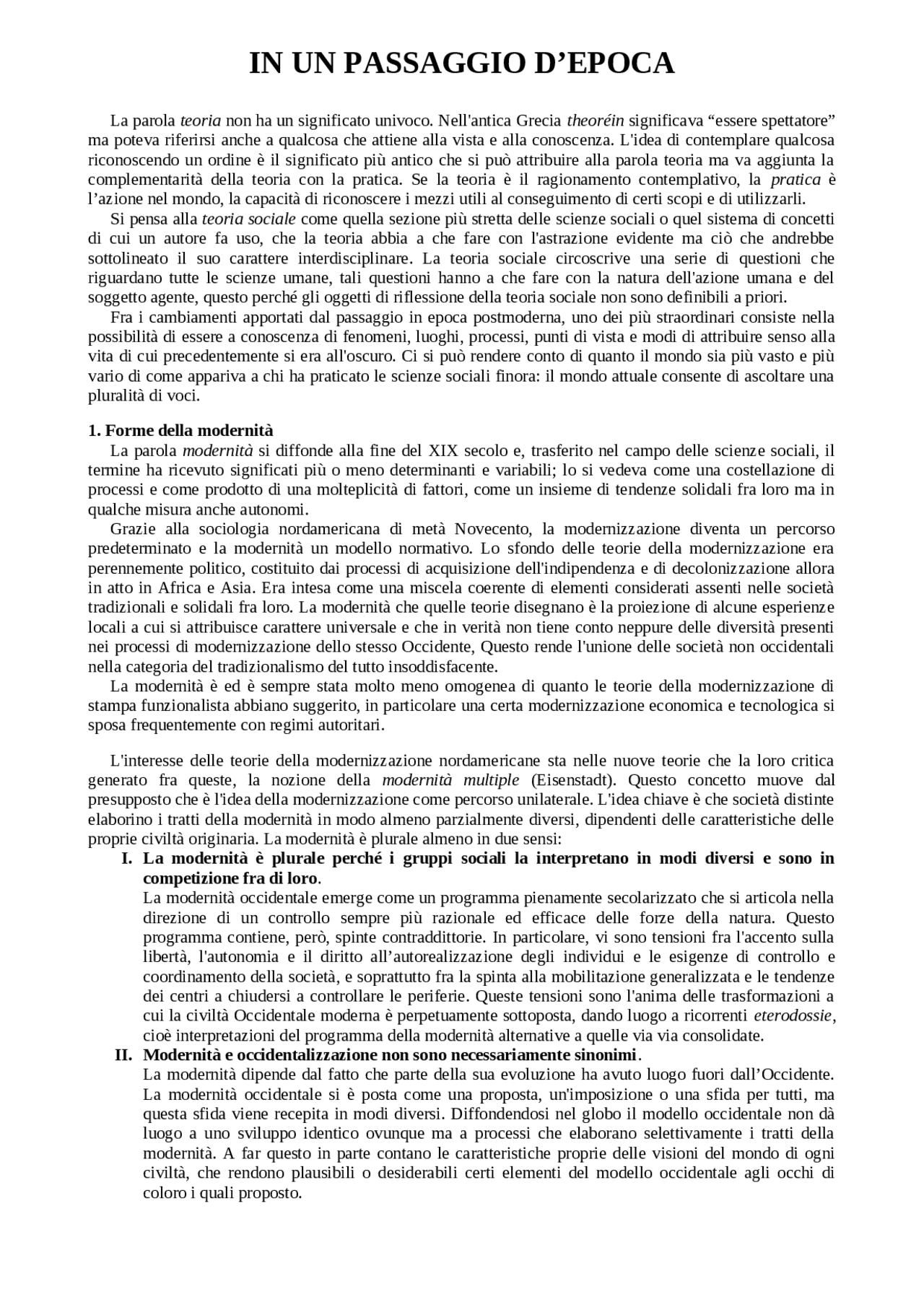 In Un Passaggio Depoca Jedlowski Docsity