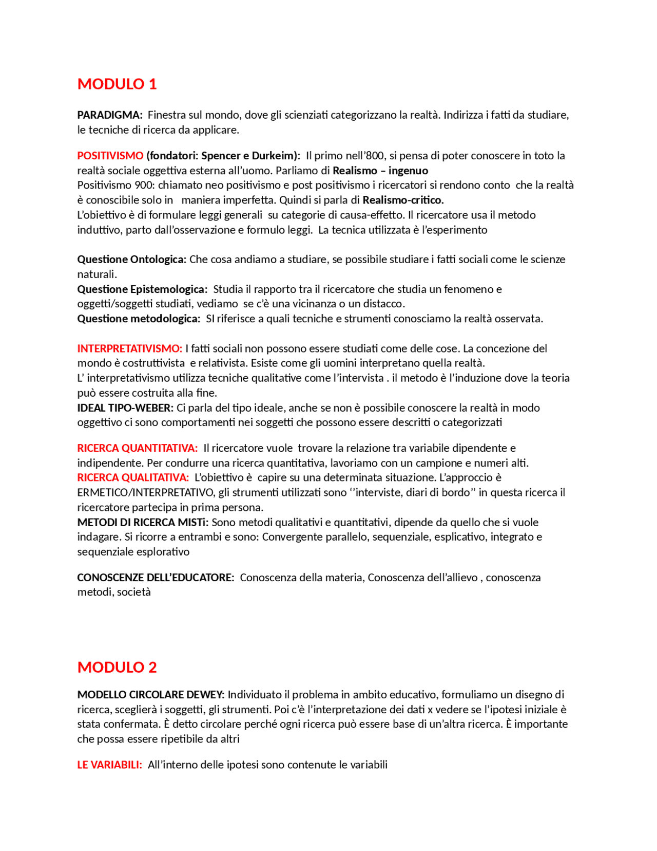 Riassunti Dei 5 Moduli Docsity