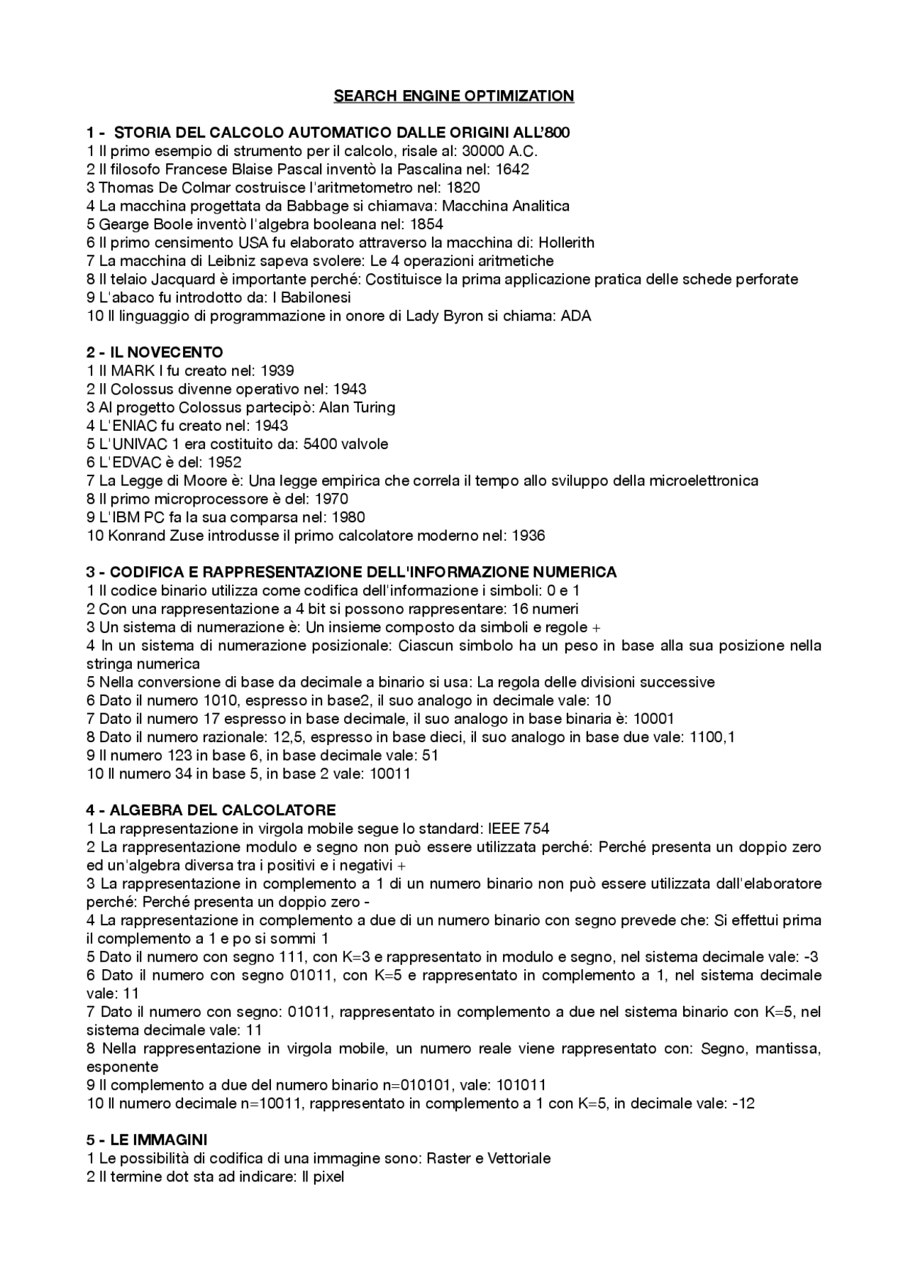 Risposte Test Search Engine Optimization Docsity