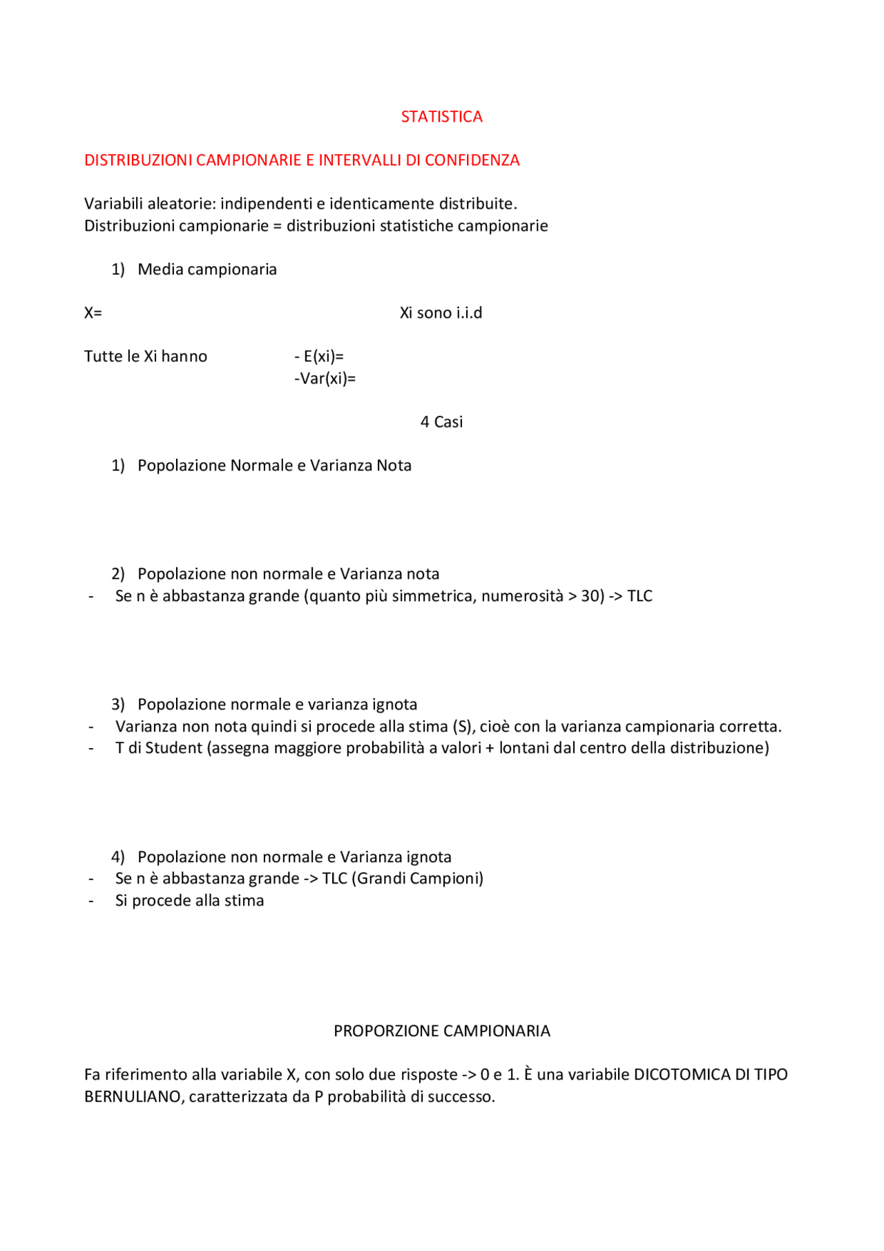 Domande Esame Statistica per il Management - STAM - Docsity