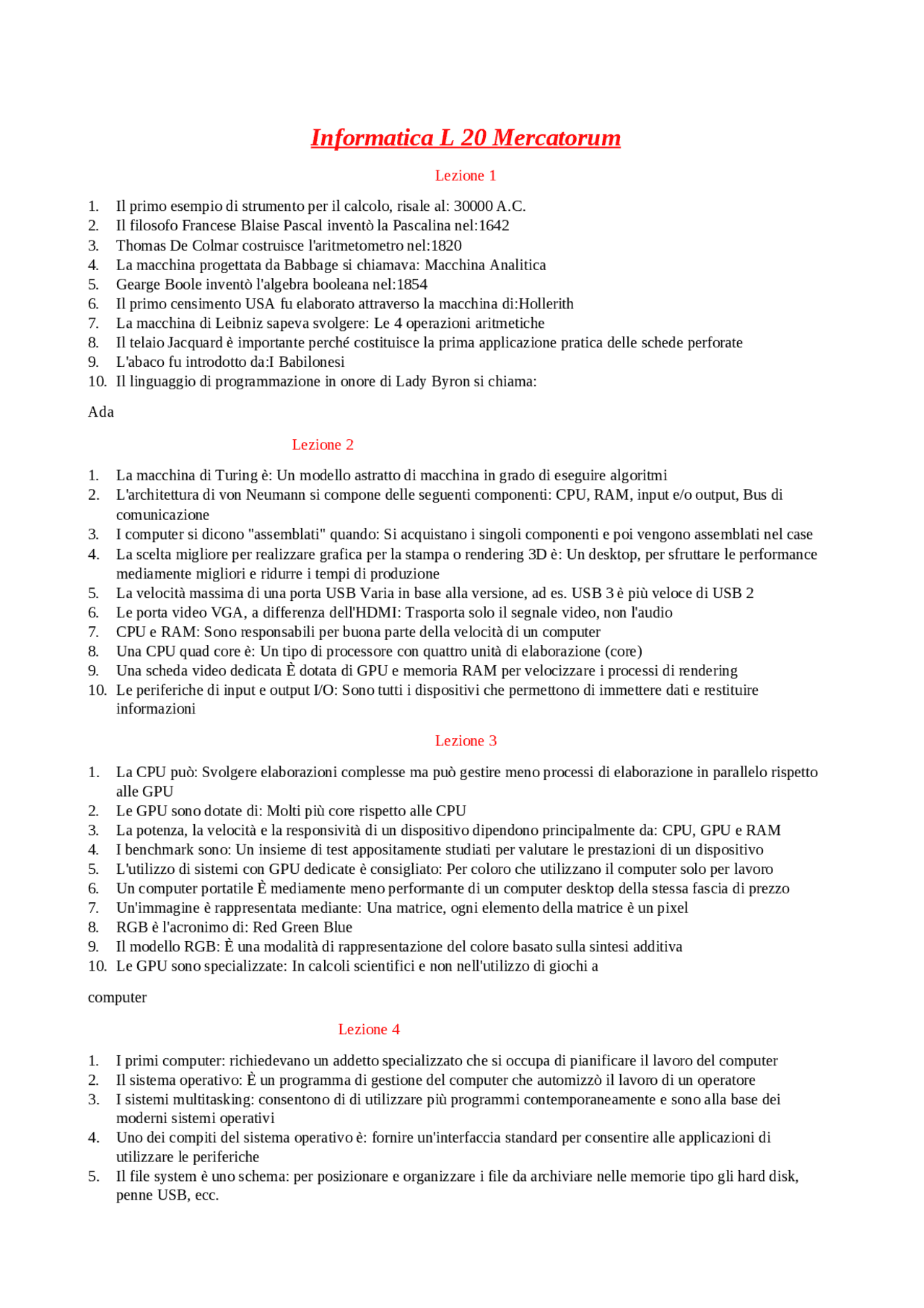 Informatica Comunicazione E Multimedialita L 20 Mercatorum Docsity