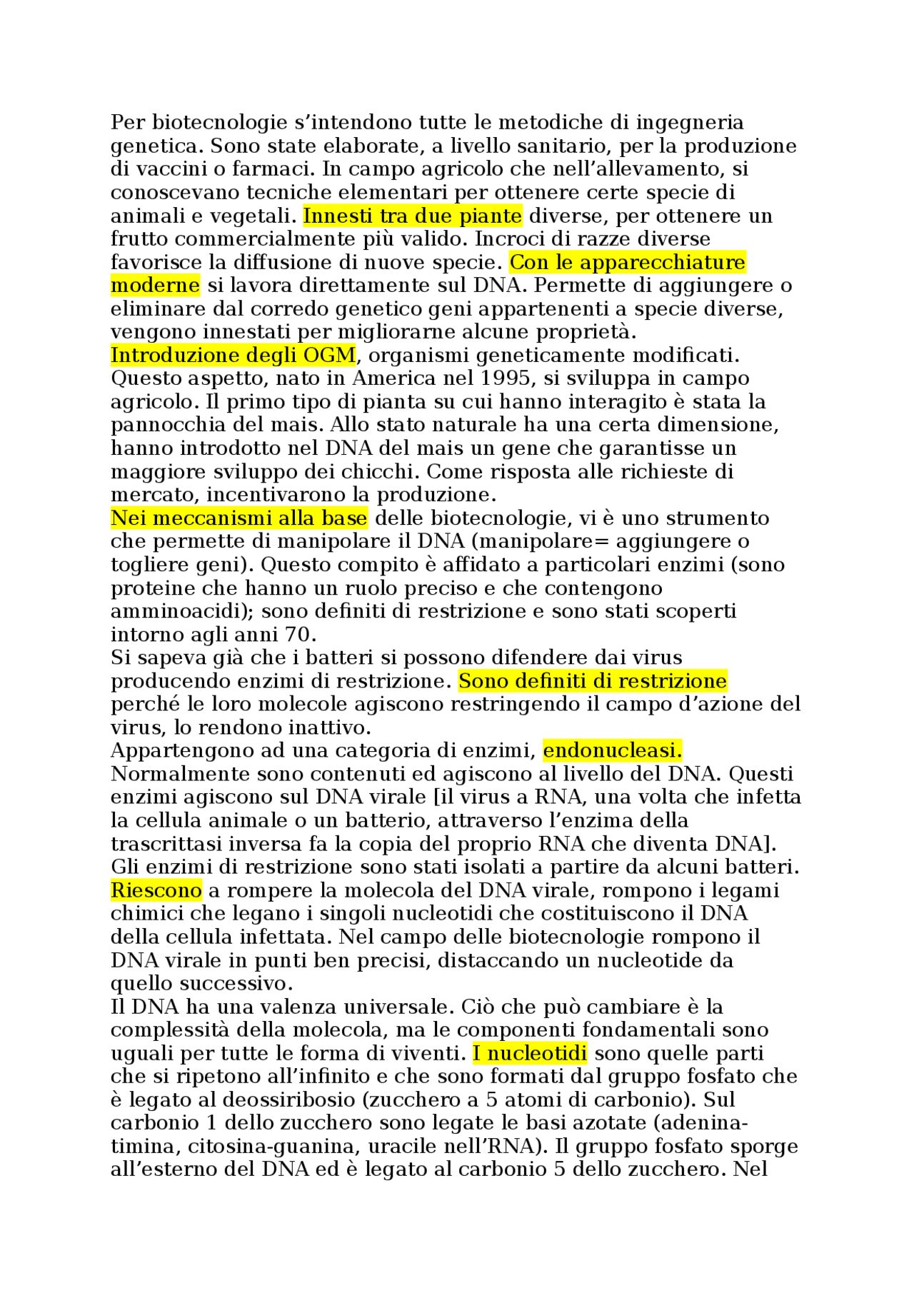 Biotecnologie Enzimi Di Restrizione E Pcr Docsity