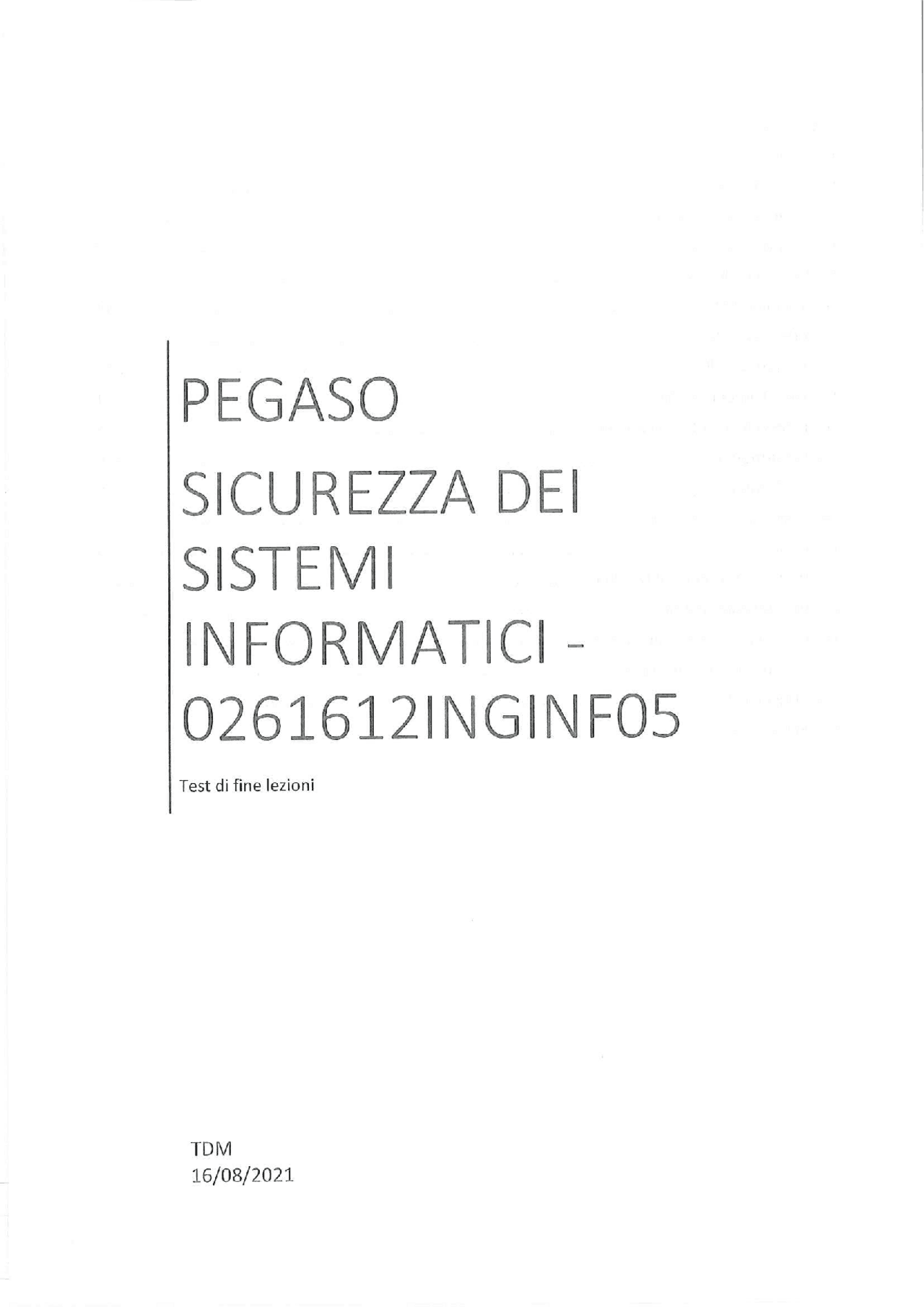 Sicurezza Dei Sistemi Informatici Test Fine Lezione Docsity
