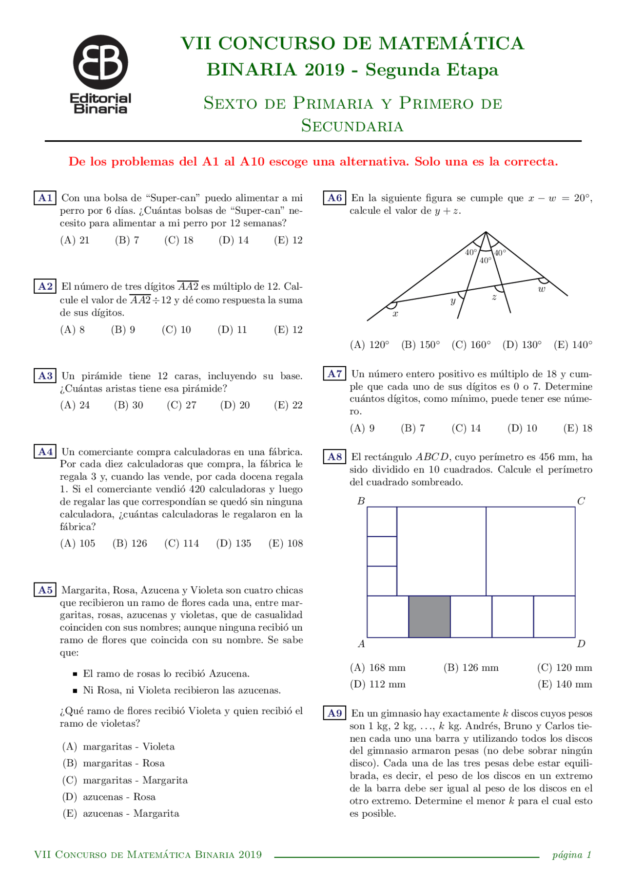 Examen de Matemática - Docsity