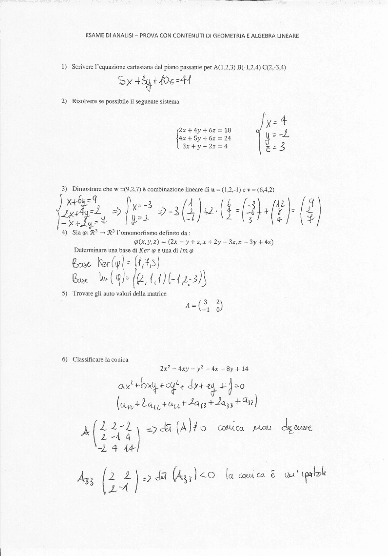 Geometriaalgebra Lineare Docsity