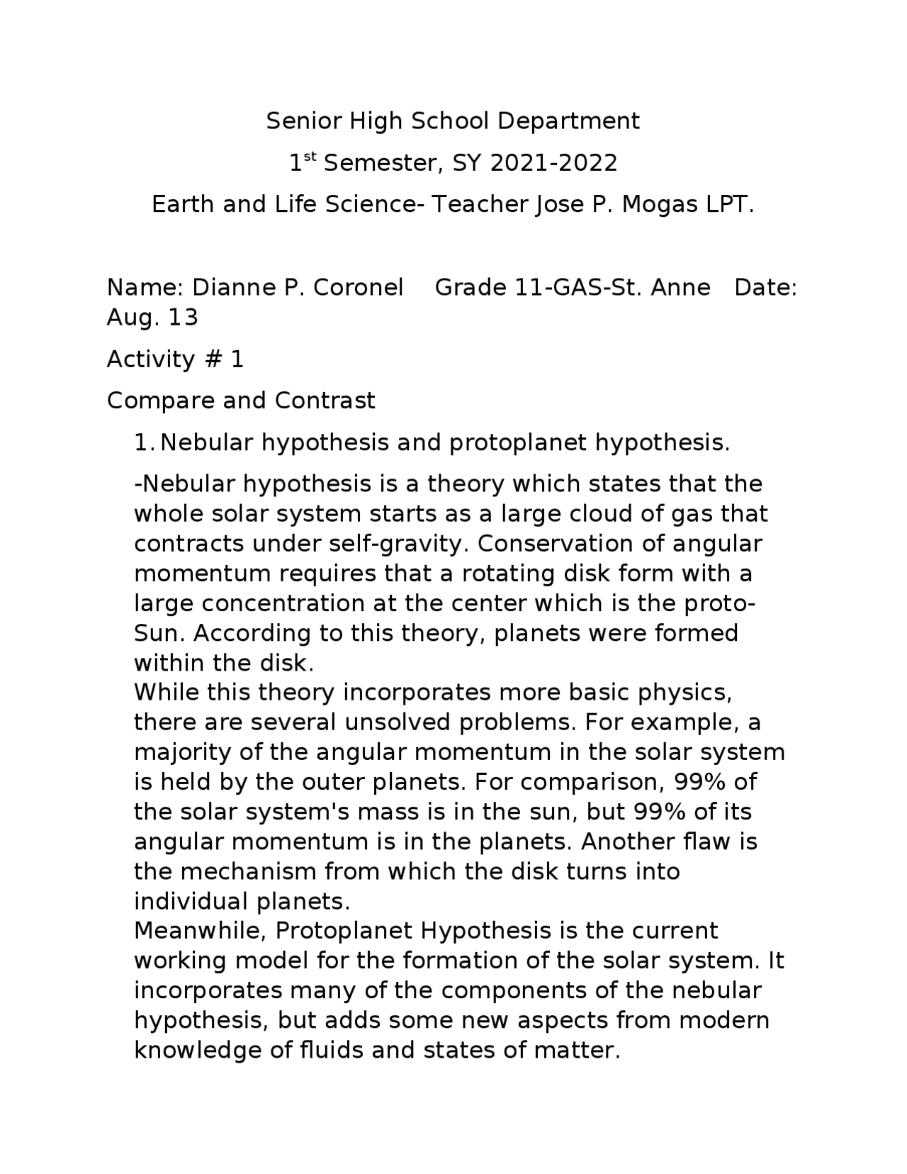 Earth and Life Science - Docsity
