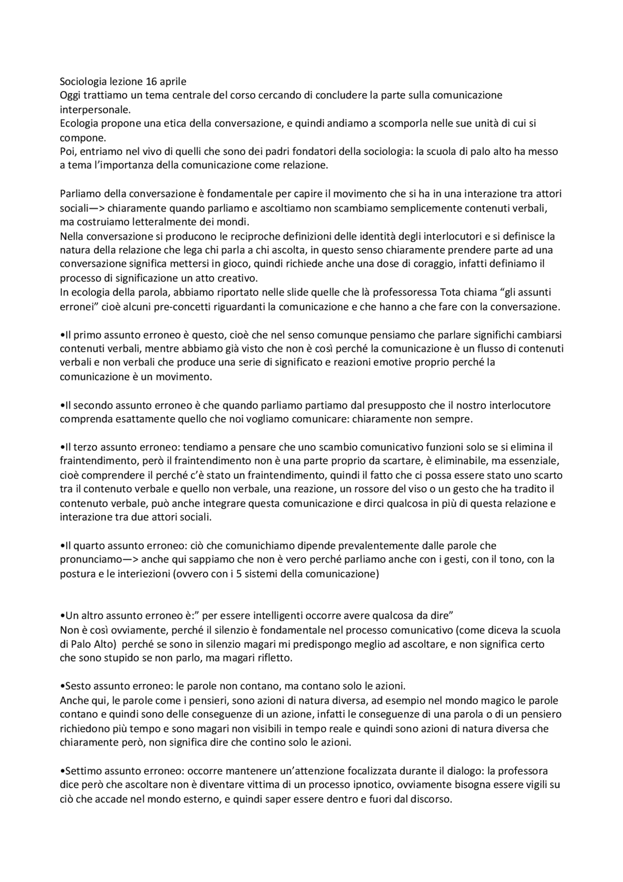 Comunicazione Interpersonale Docsity