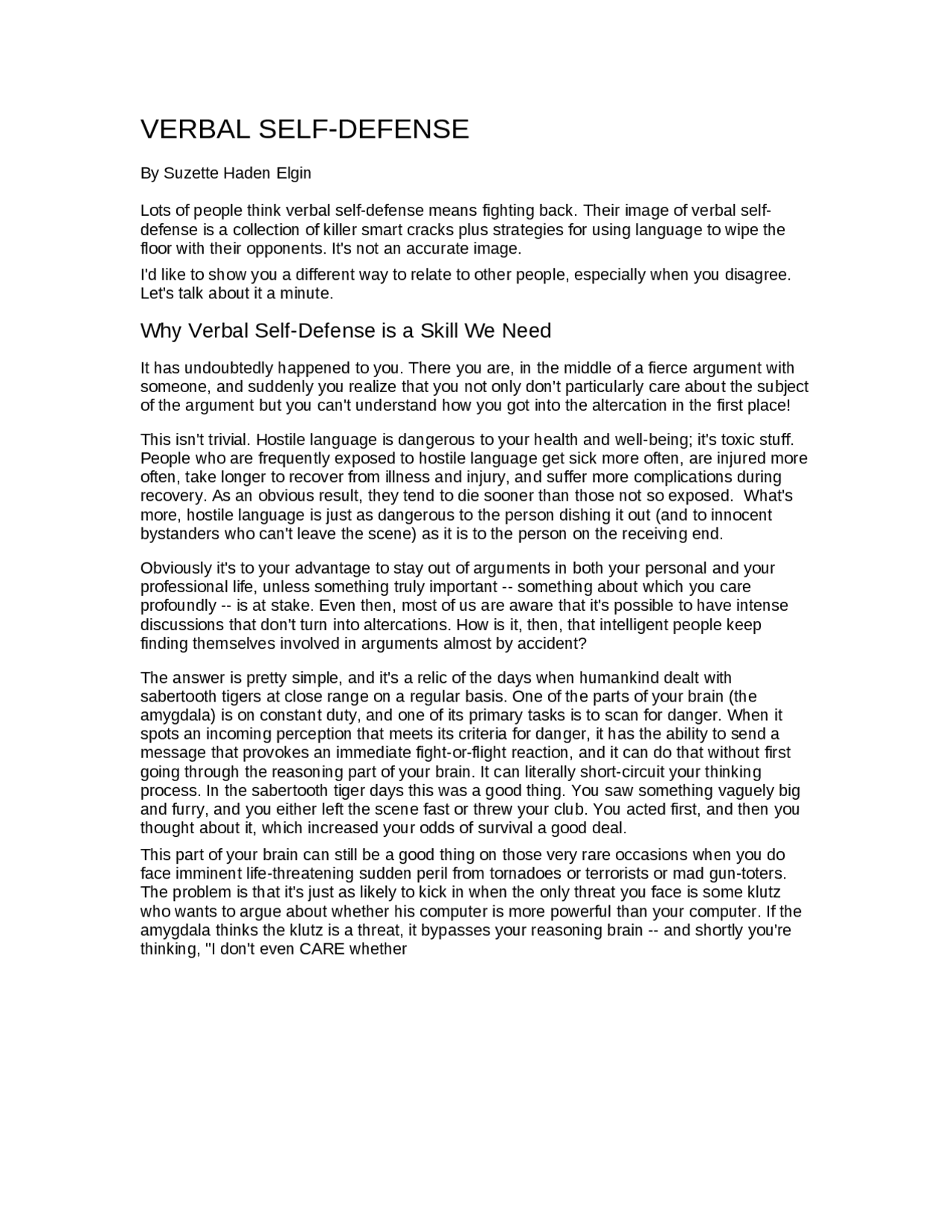Dispensa verbal self defence - Docsity