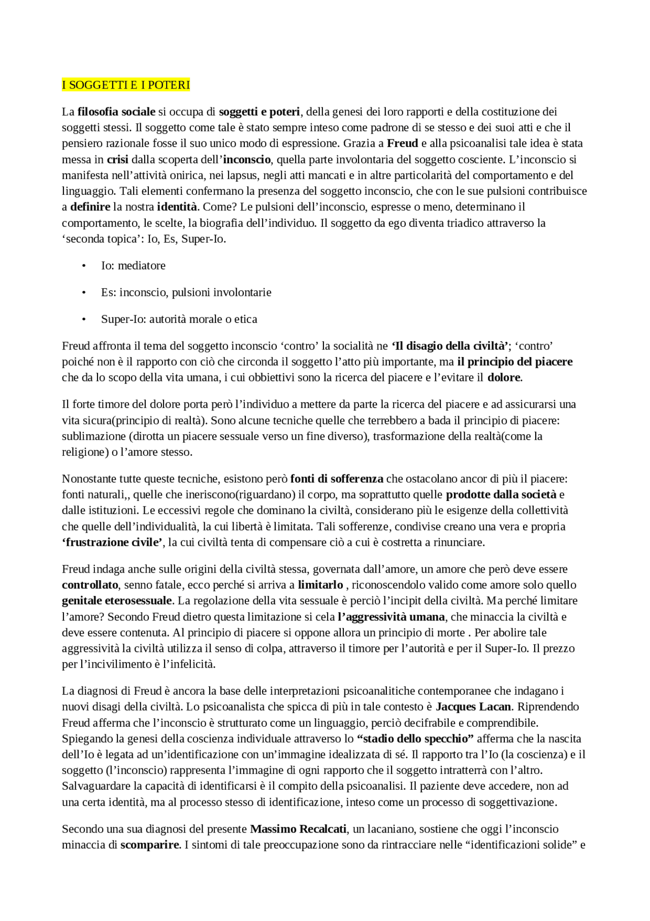 Riassunto I Soggetti E I Poteri Docsity