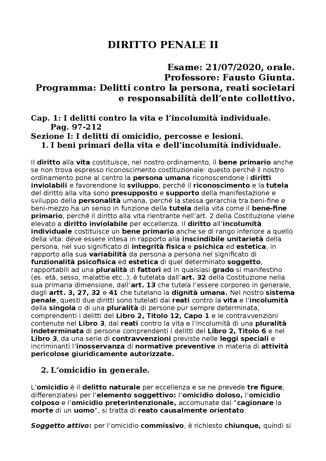 Riassunto Libro Diritto Penale Ii Docsity
