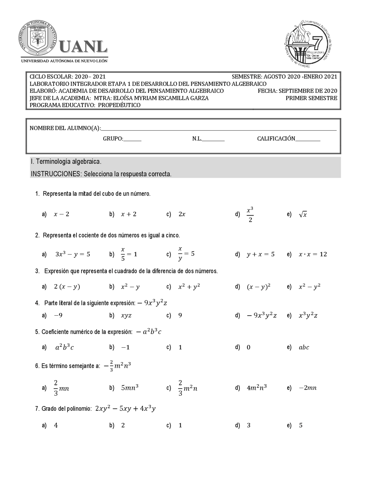 Prepa 7 semestre y etapa 1 laboratorio | Ejercicios de Matemáticas ...