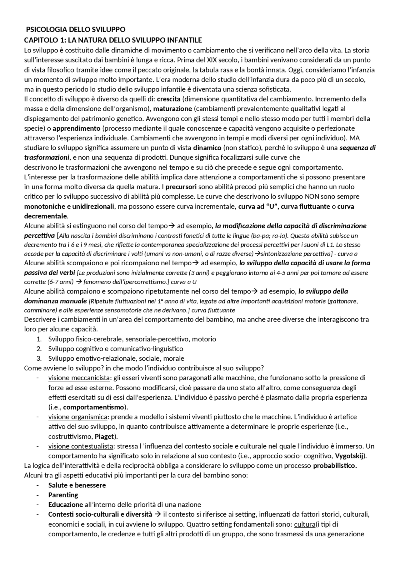 Appunti Psicologia Dello Sviluppo Docsity