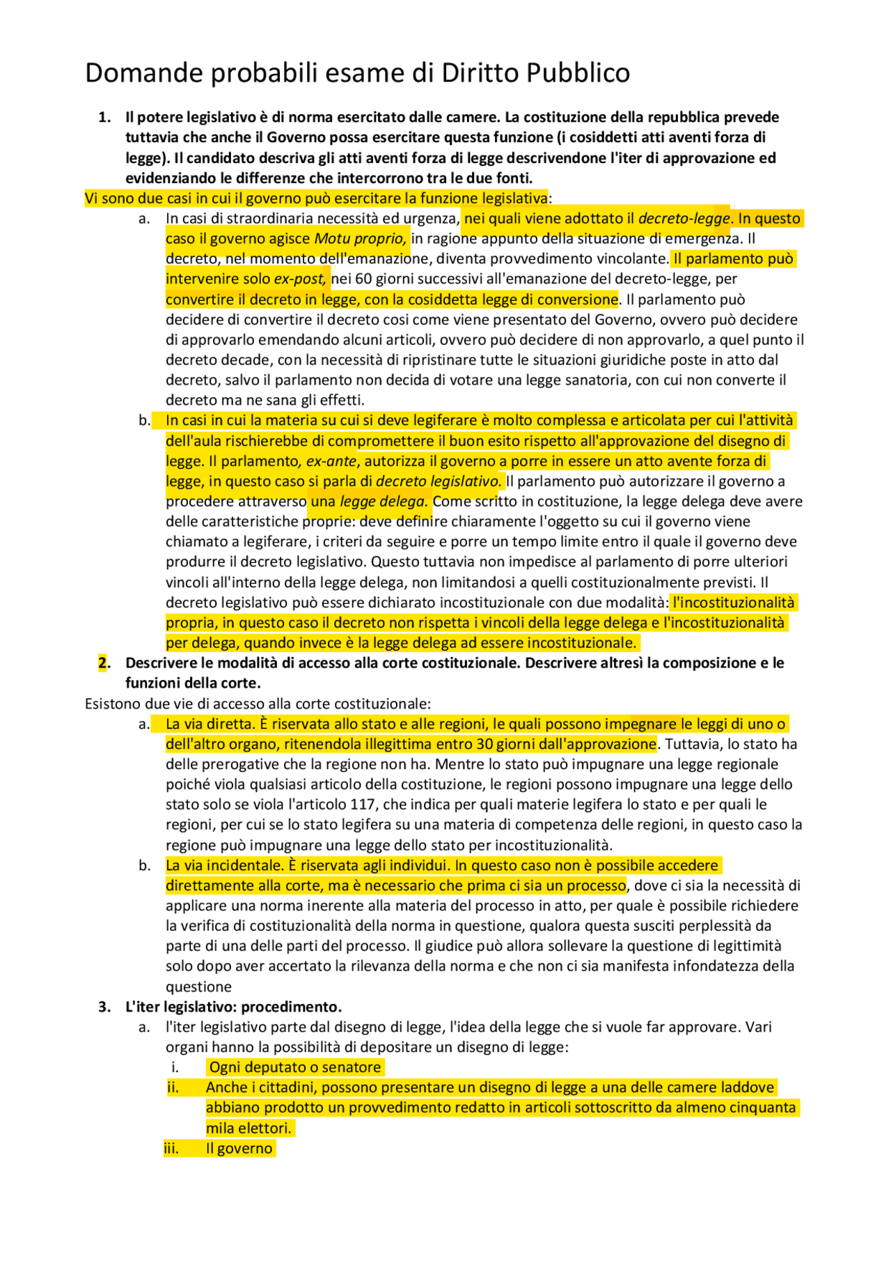 Preparazione Esame Per Frequentanti Docsity