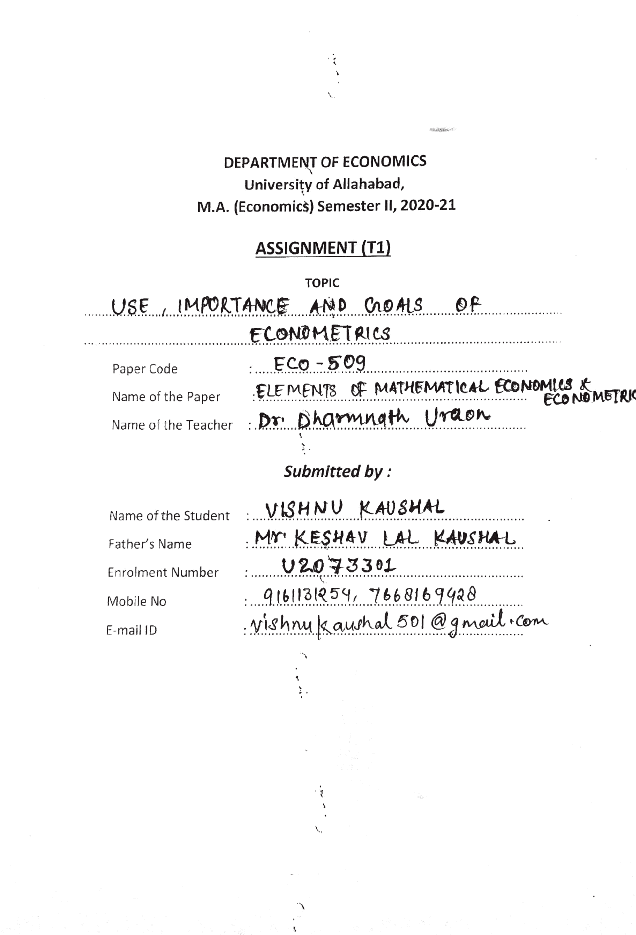 Econometric Methodology And Its Uses Docsity