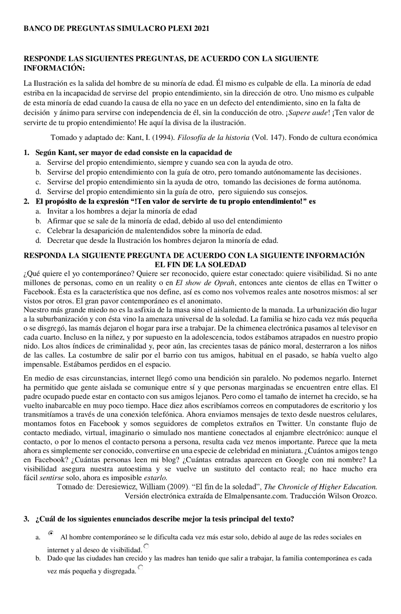 Simulacro plexi 2021 | Exámenes de Lengua y Literatura - Docsity