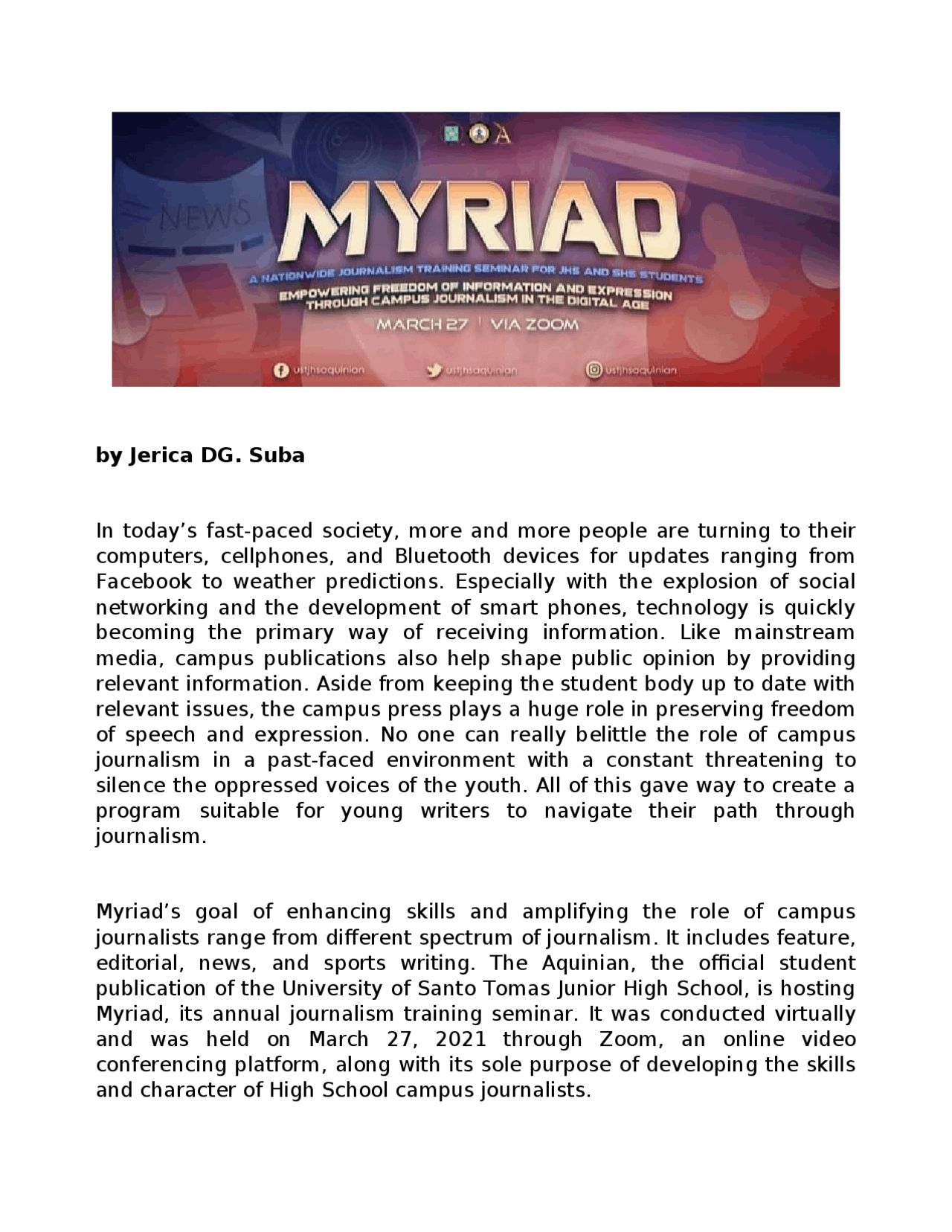 Myriad Presentation To Help Young Journalists - Docsity