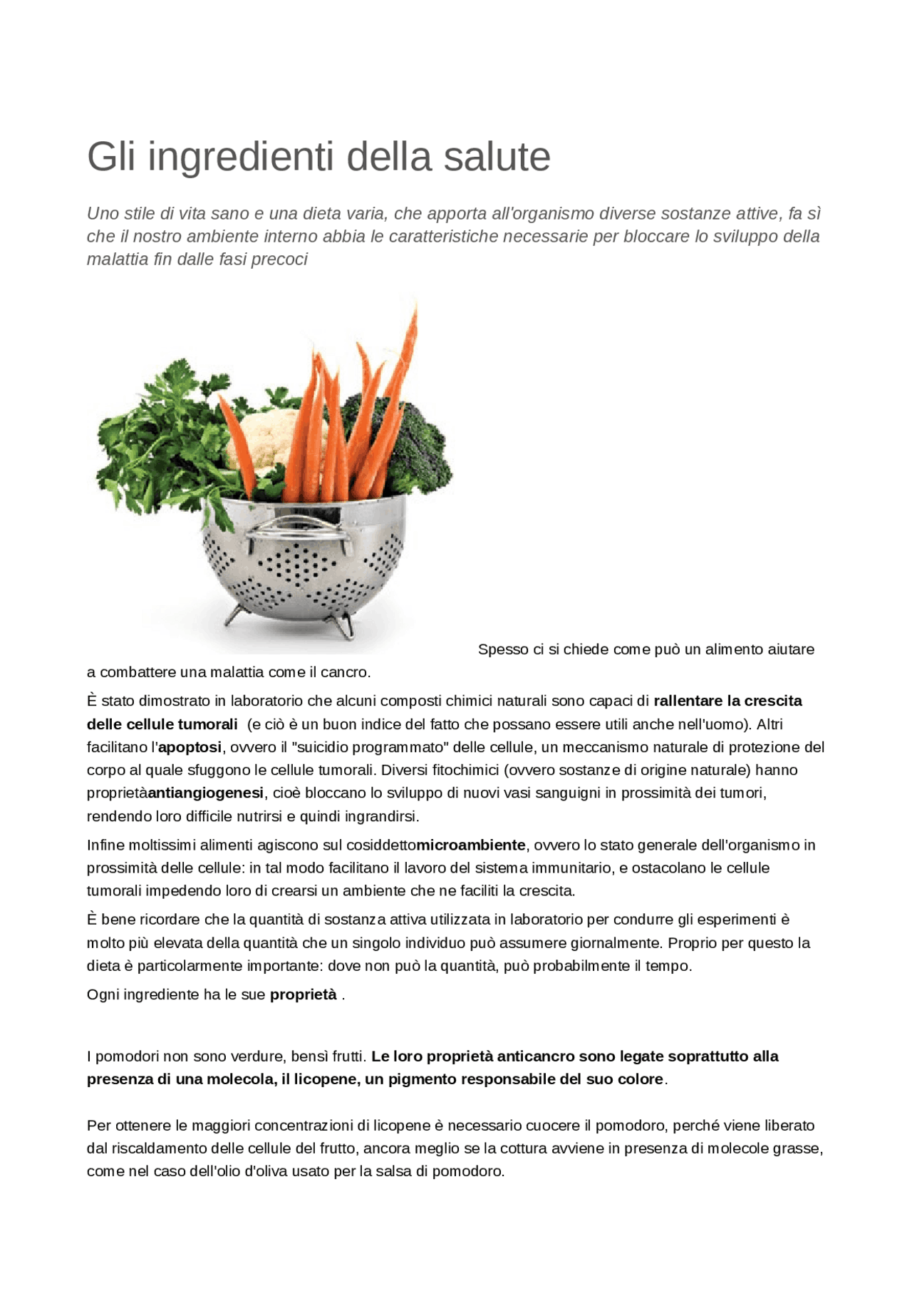 Alimentazione E Tumori Docsity