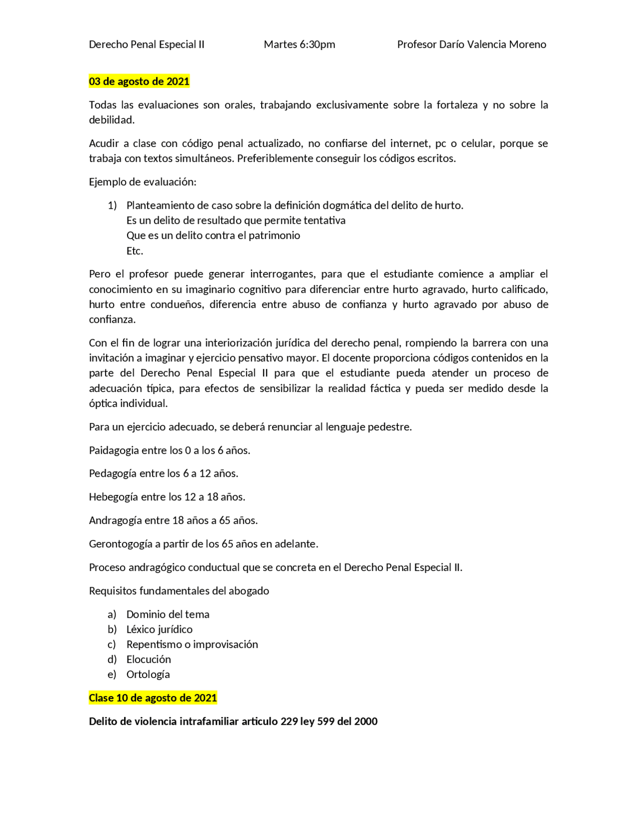 Apuntes De Clase Derecho Docsity
