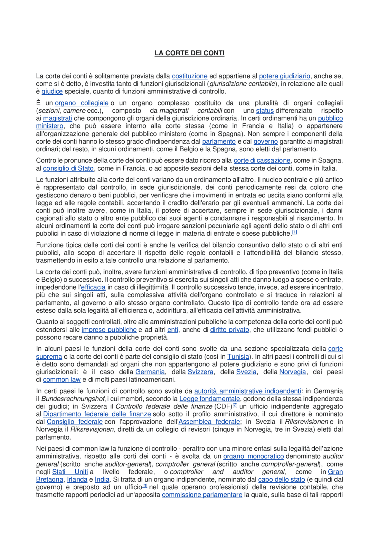 La Corte Dei Conti Sintesi E Appunti Docsity