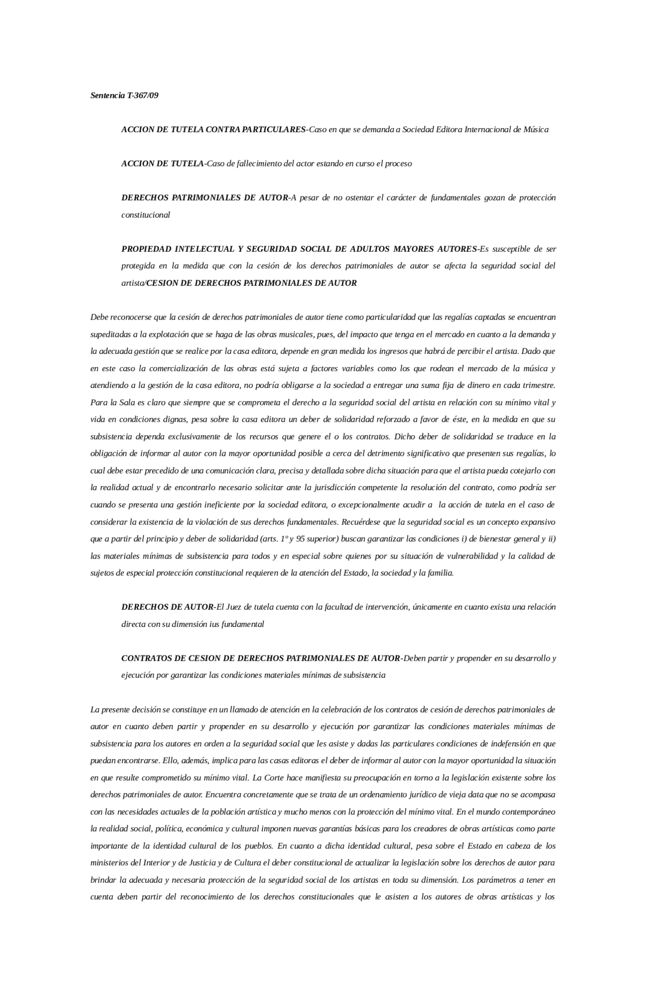 Analisis De Sentencia Docsity