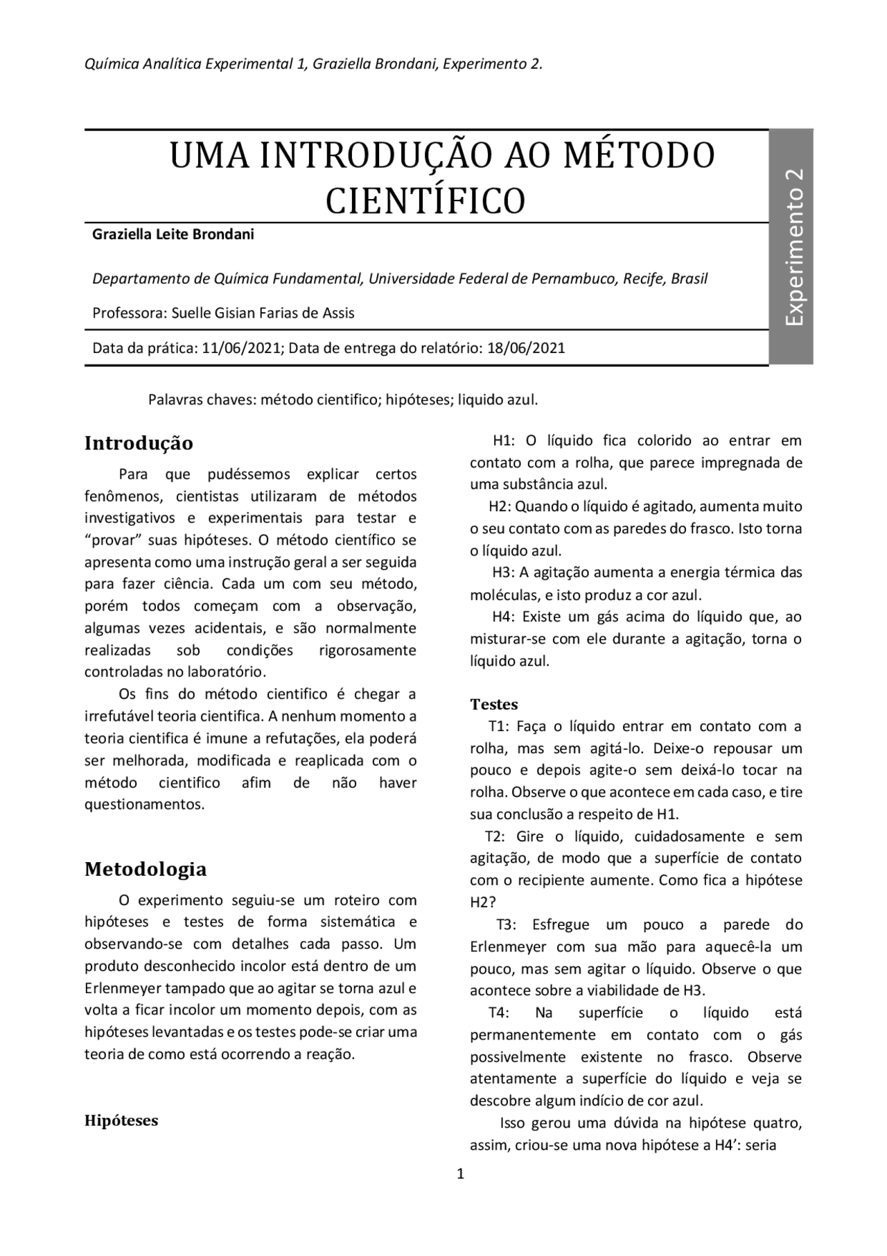 Relatório Experimento 2 Docsity