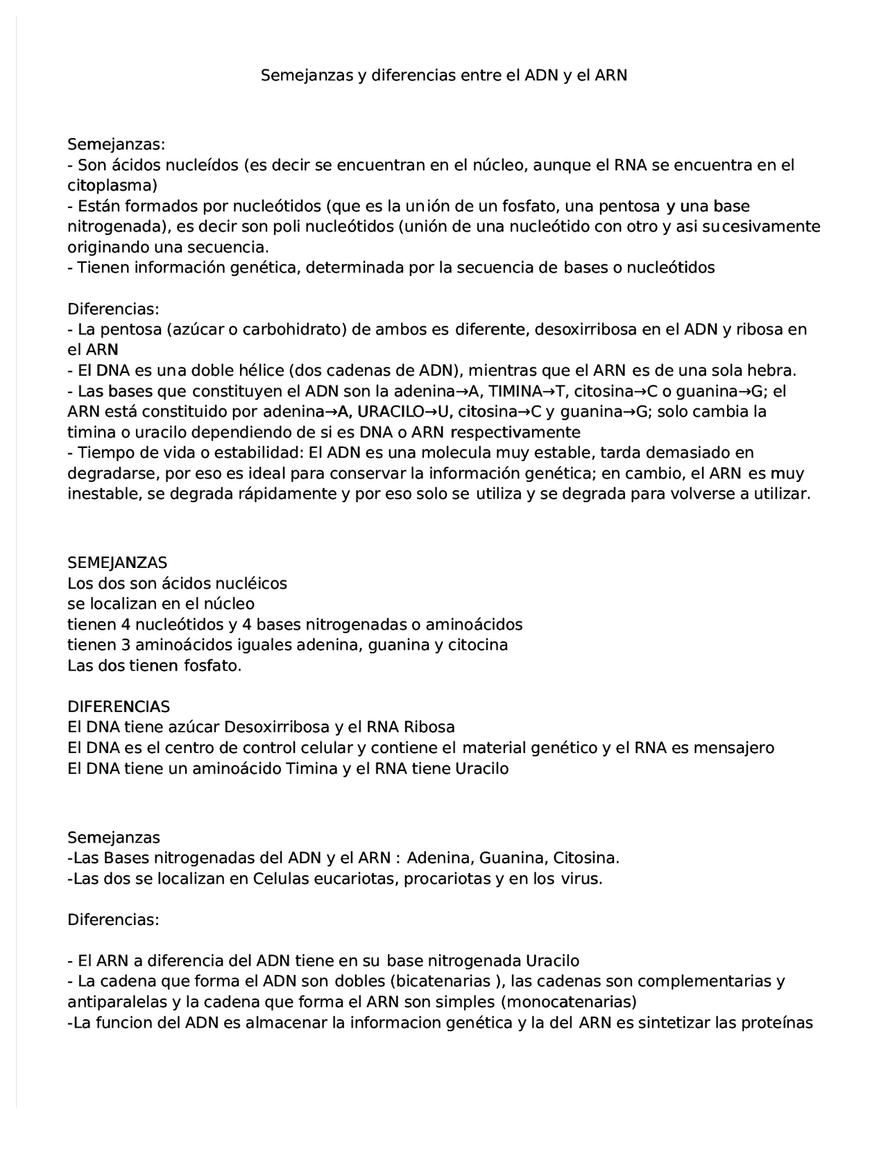 Semejanzas Entre Adn Y Arn Diferencia Entre ADN Y ARN | Explicación