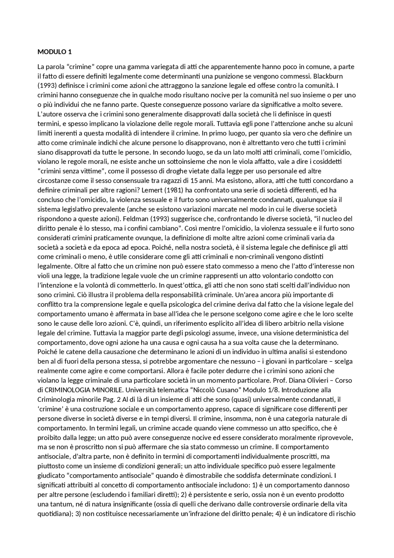 Criminologia Minorile Docsity