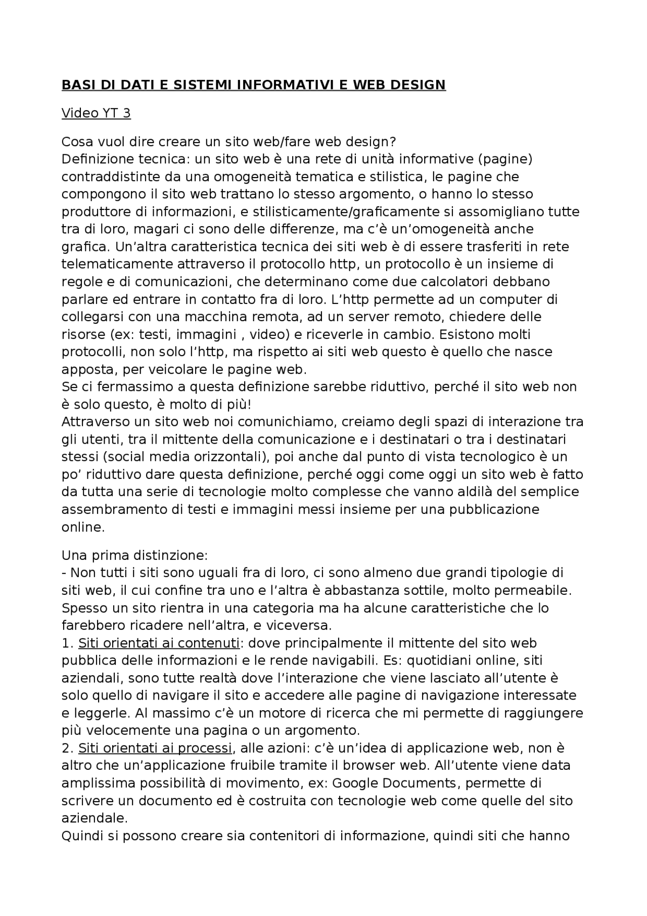 Sistemi Informativi E Web Design Docsity
