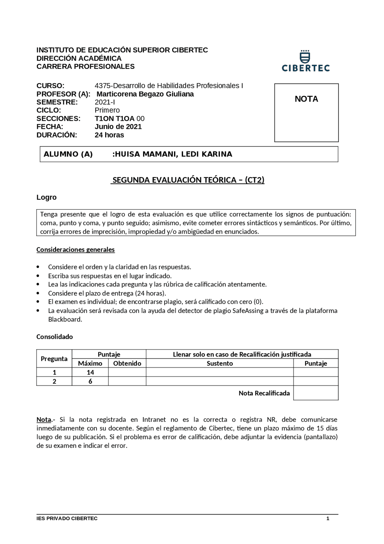 Practica Calificada De Matematica Docsity
