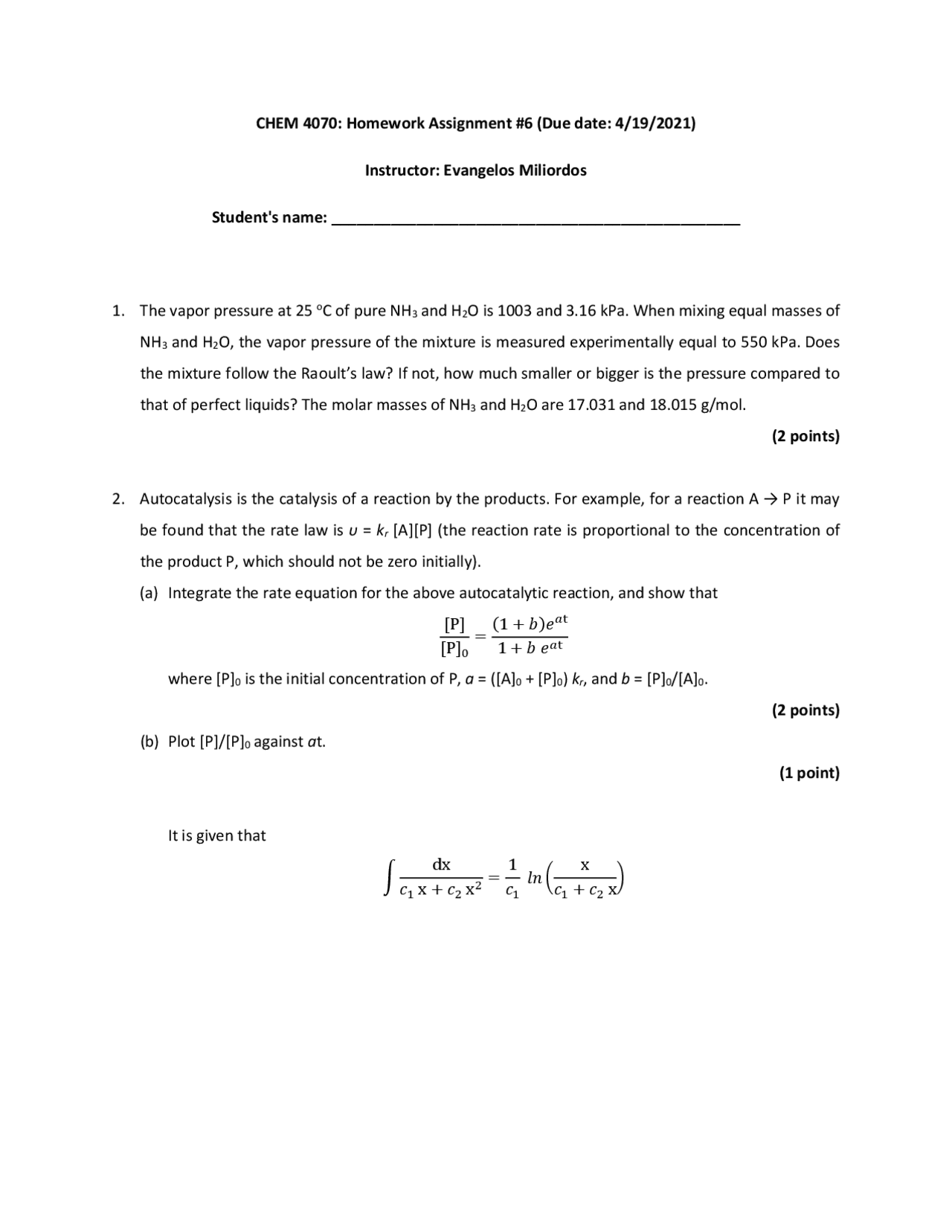 Exercise That From Homework Docsity