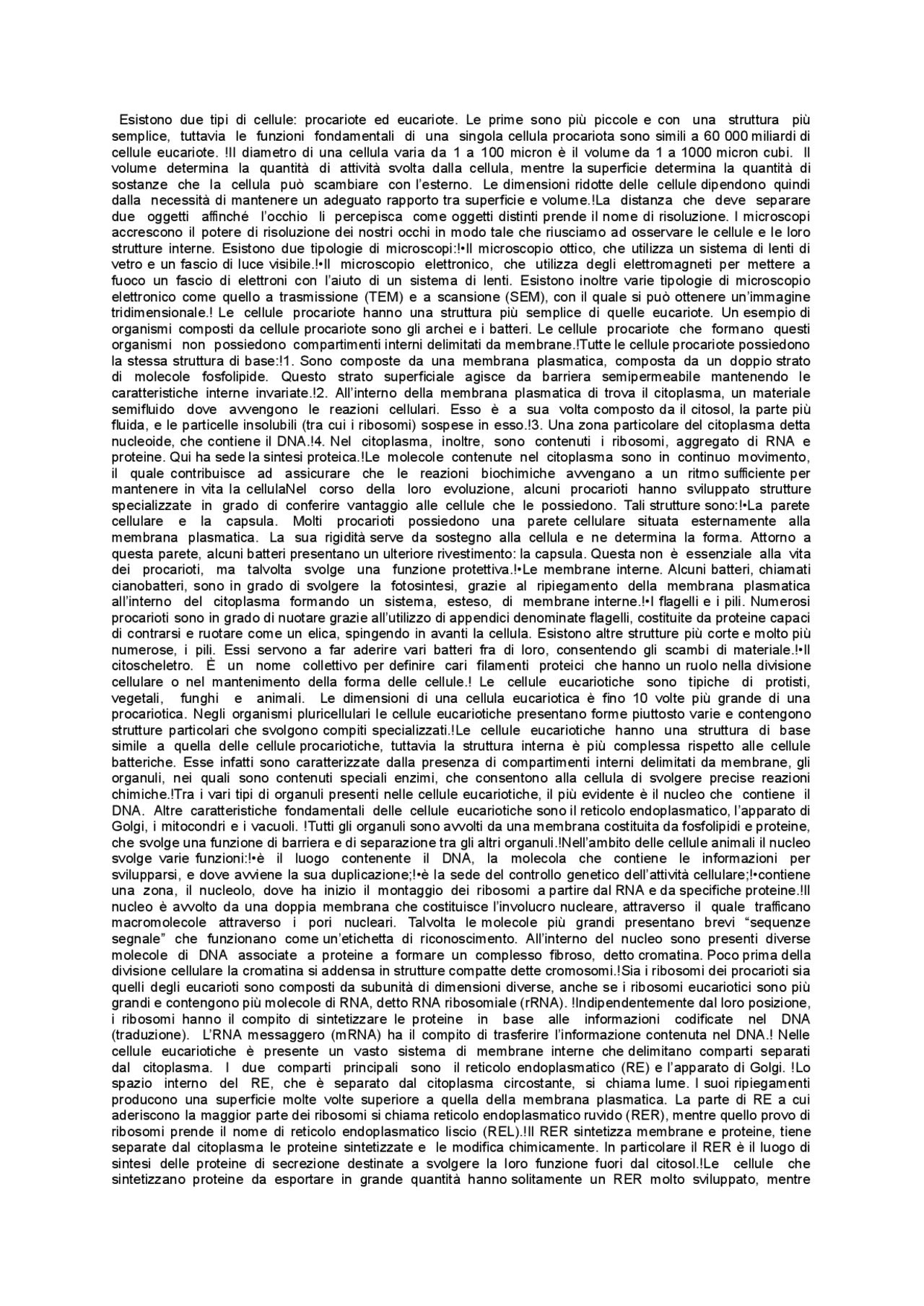 La Cellula Riassunto Del Capitolo Docsity