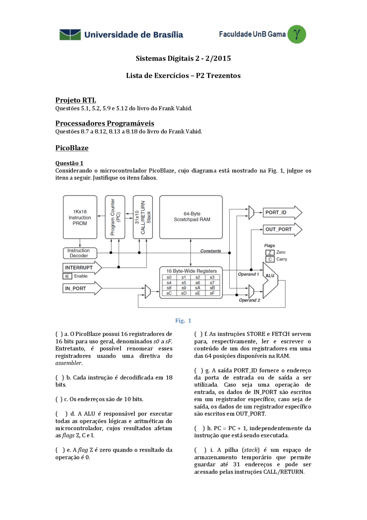 Lista sobre eletrônica digital - Docsity