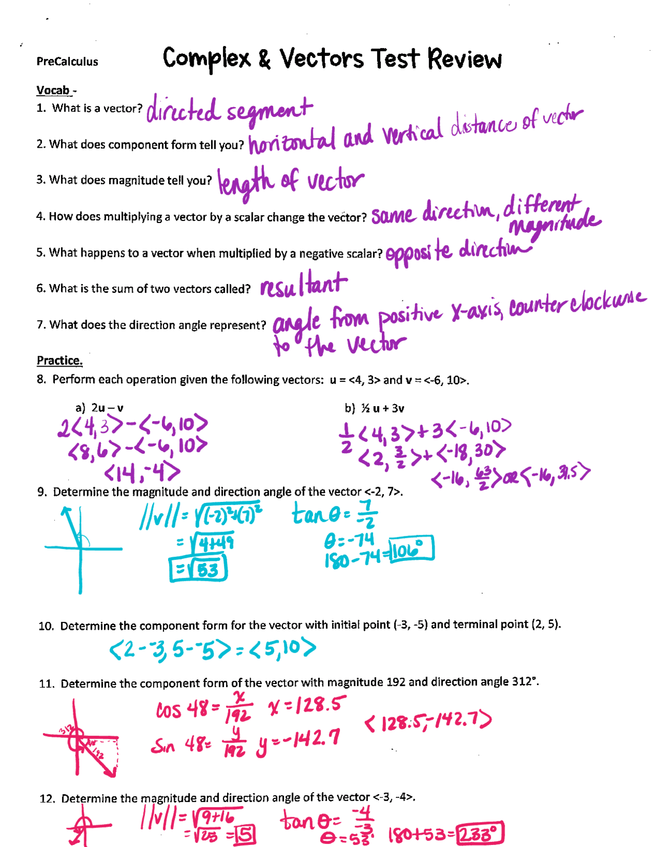 Pre calc practice questions | Assignments Mathematics | Docsity