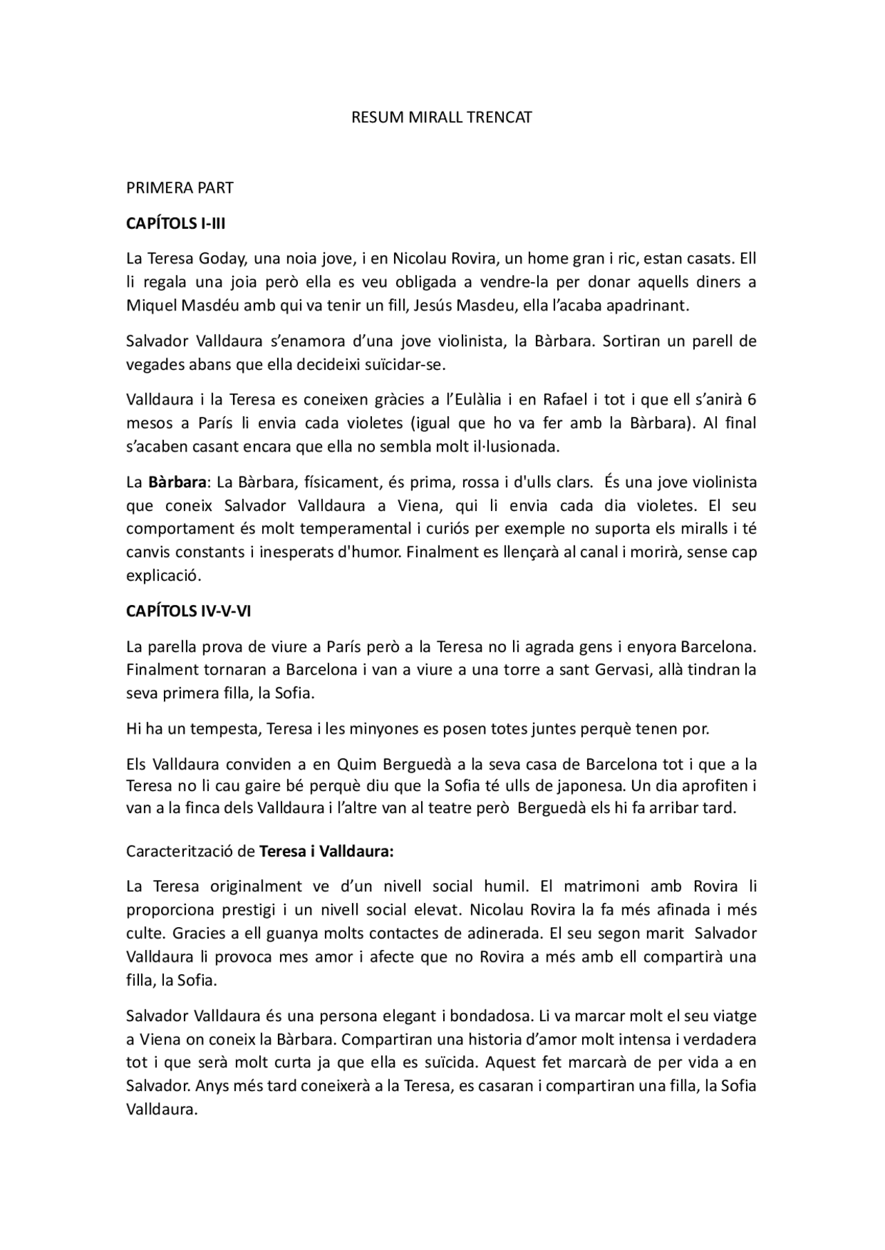 Mirall Trencat Resum Docsity