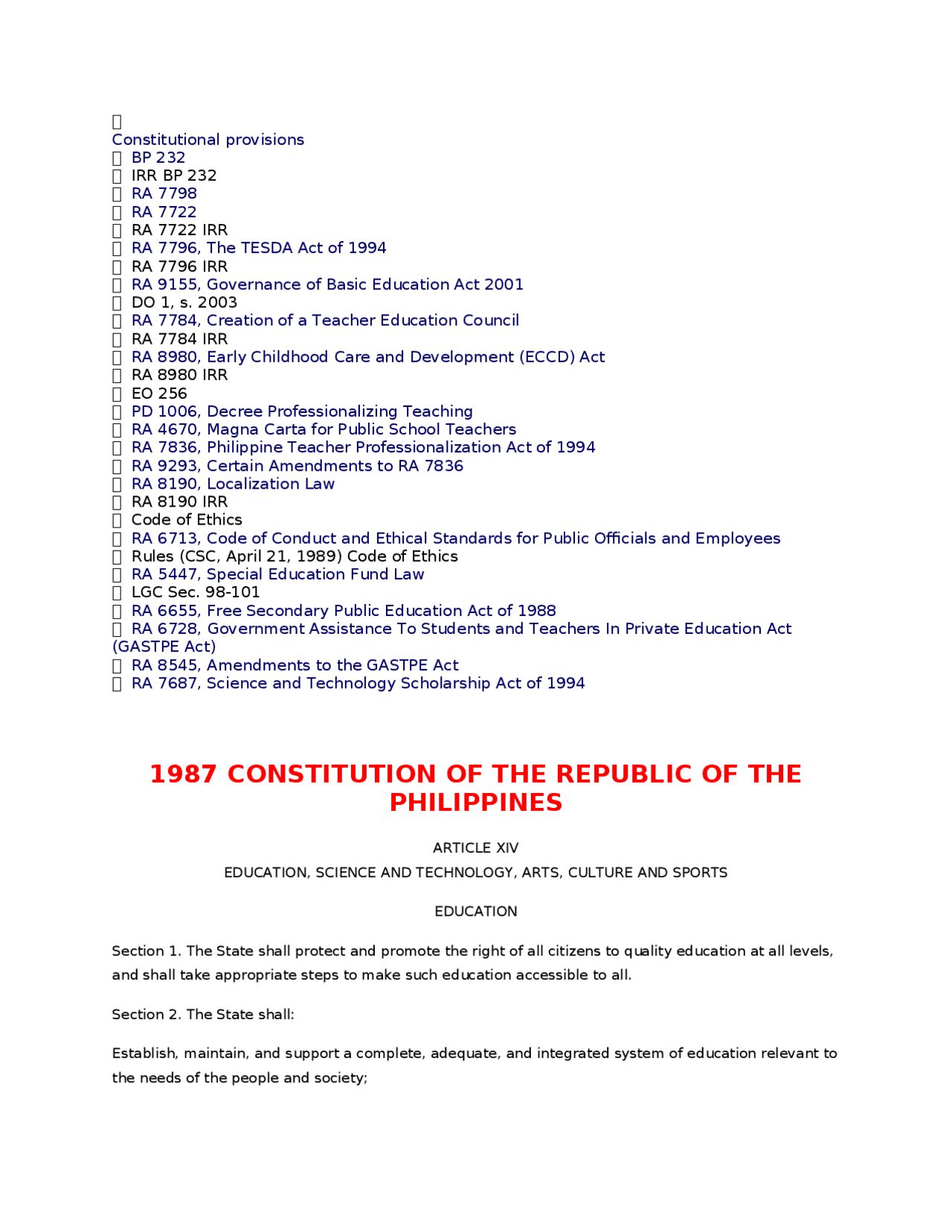 Legal base of education - Docsity