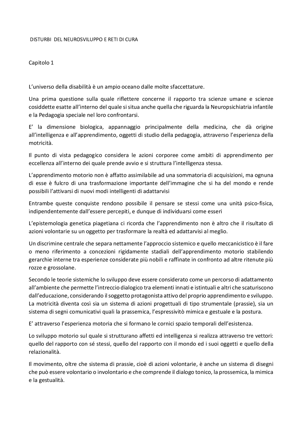 Disturbi Del Neurosviluppo E Reti Di Cura Docsity
