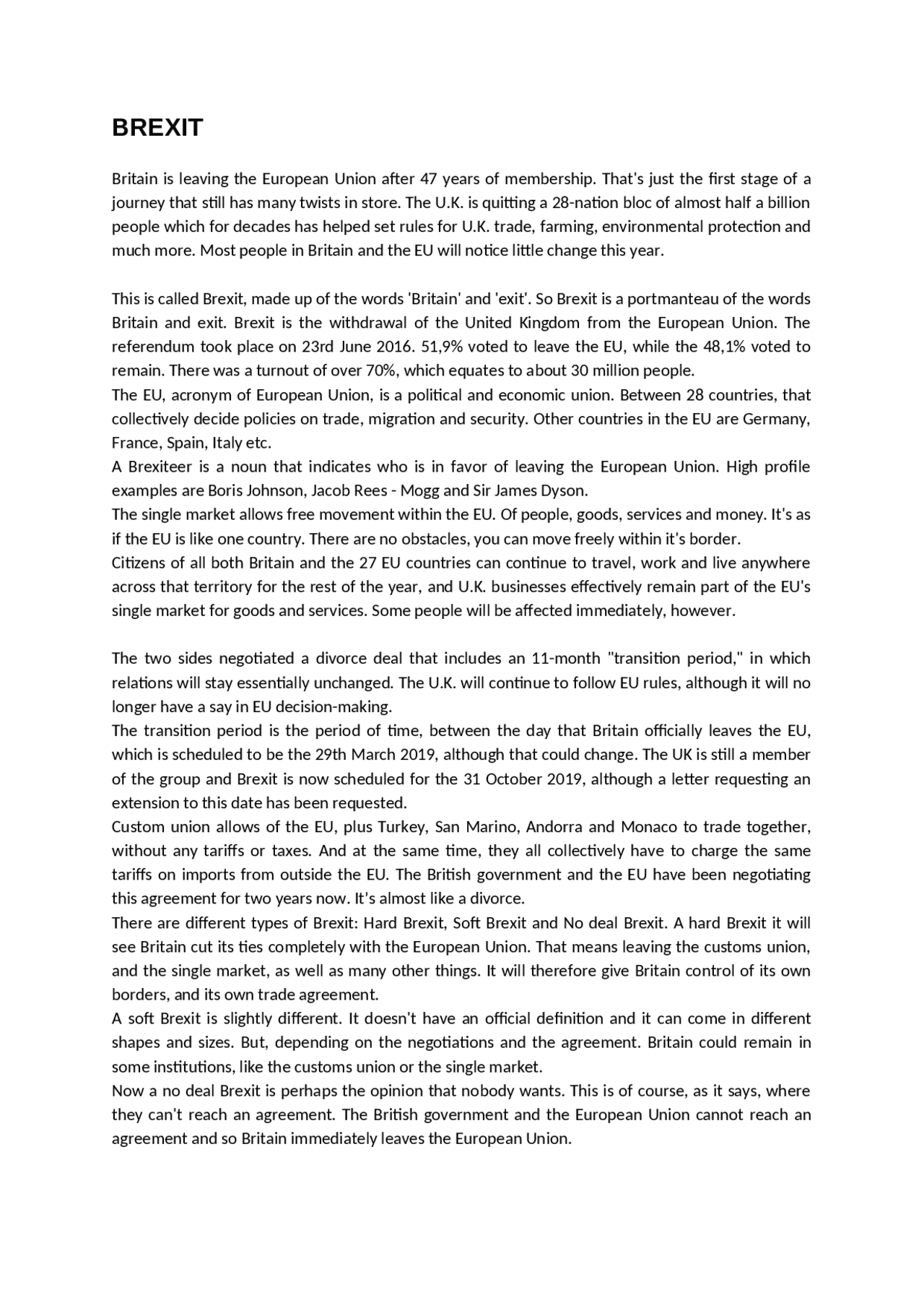 What Is Brexit And Its Meaning Docsity
