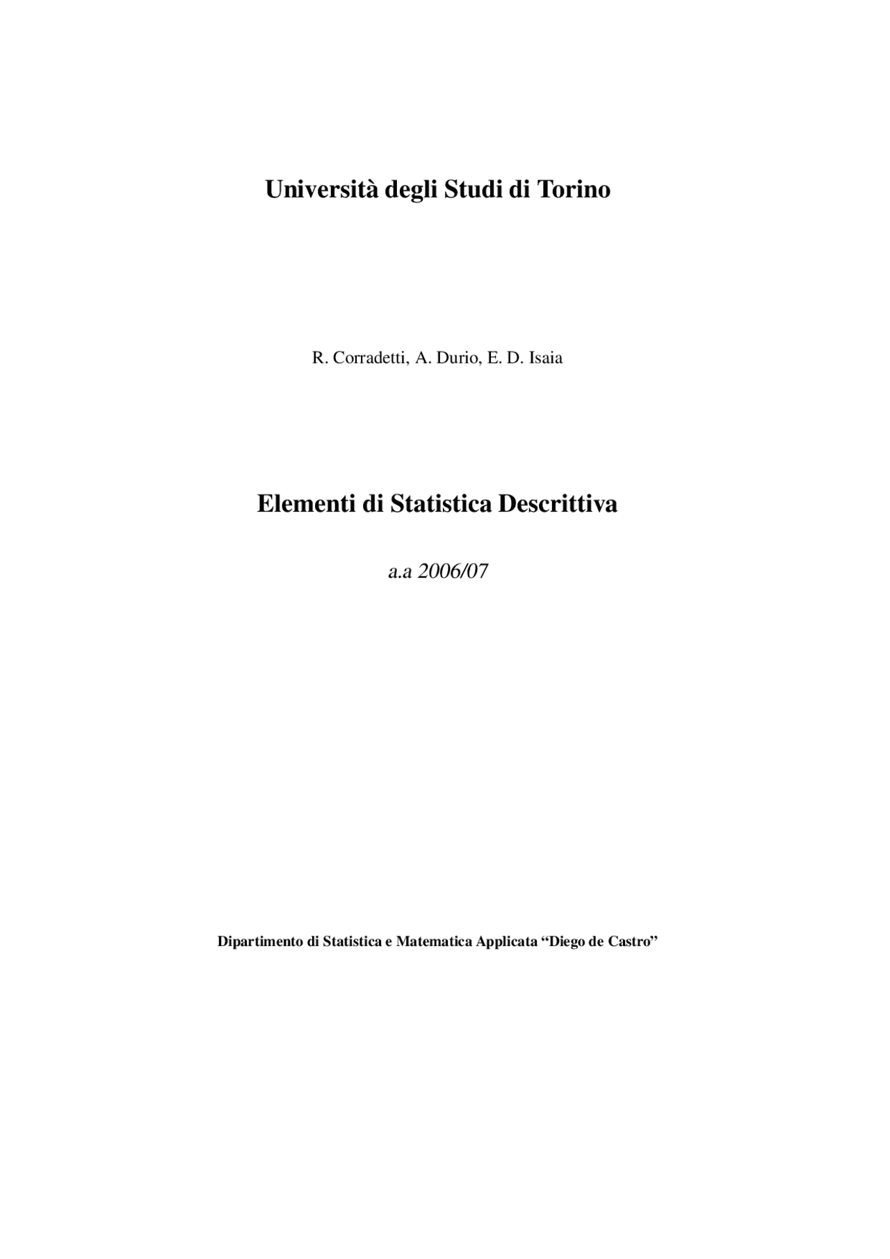 Elementi di statistica descrittiva - Docsity