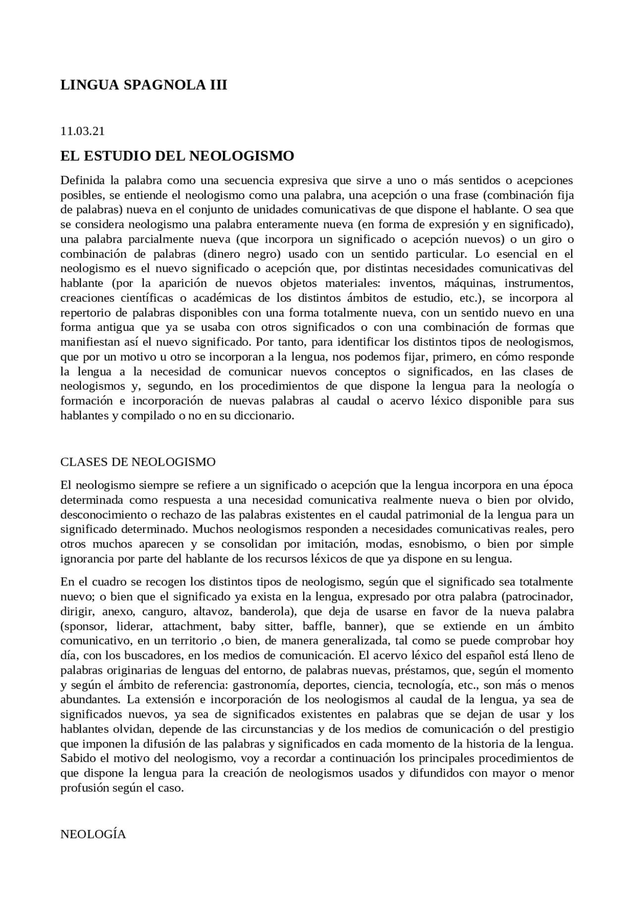 Appunti Lingua Spagnola Iii Docsity