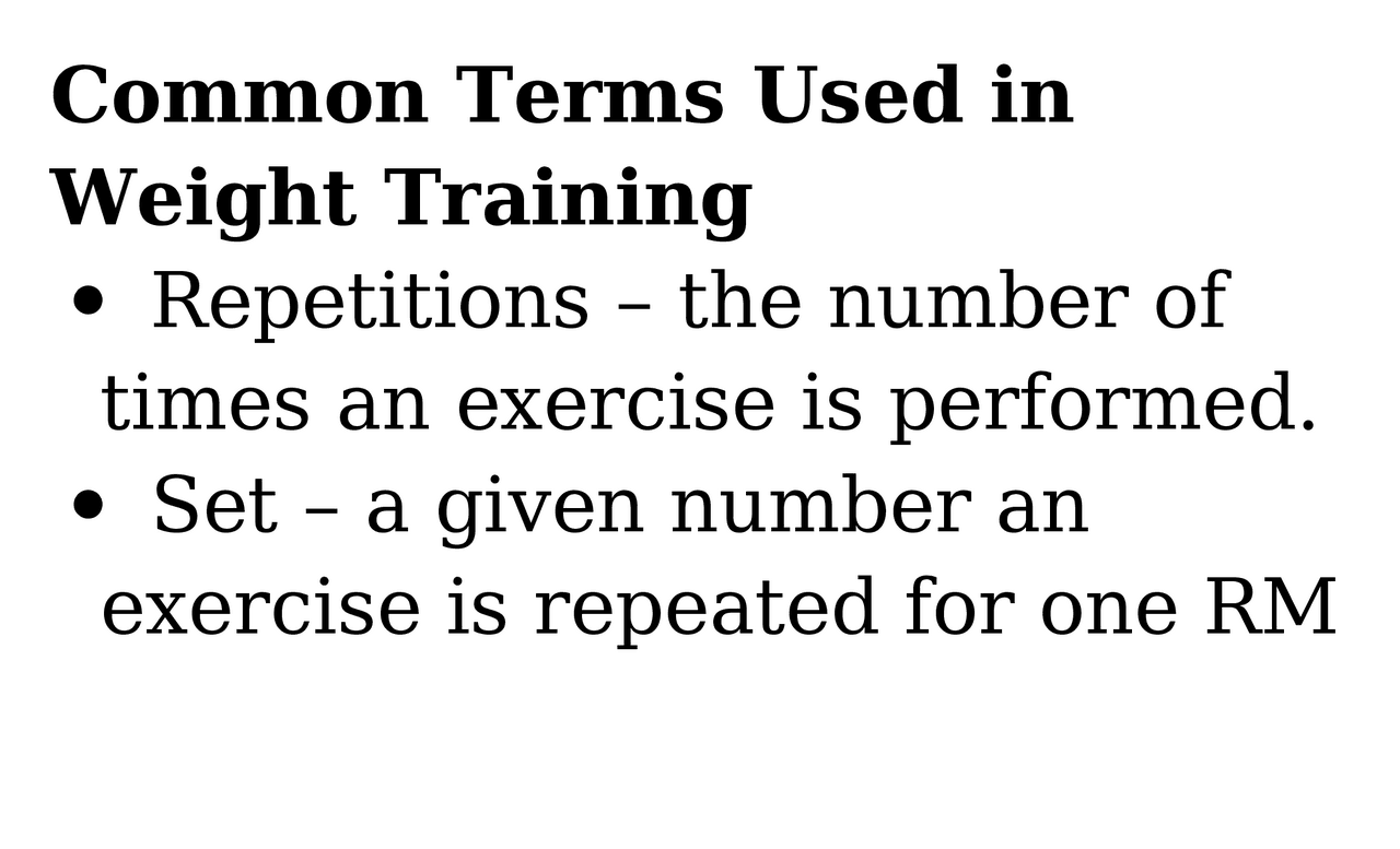 Common terms used in weight training - Docsity