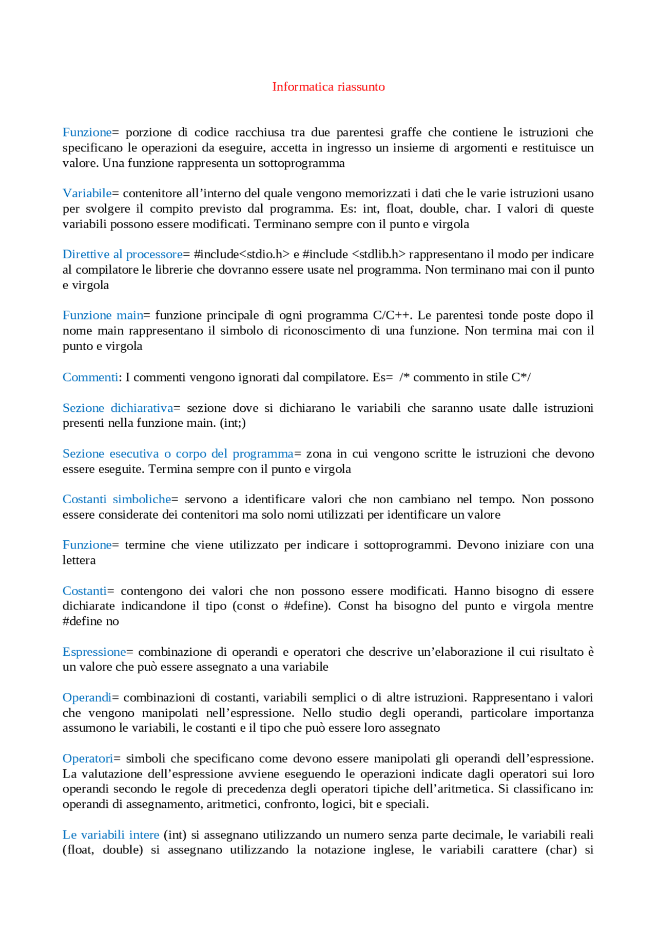 Appunti Informatica Per 5 Superiore Docsity